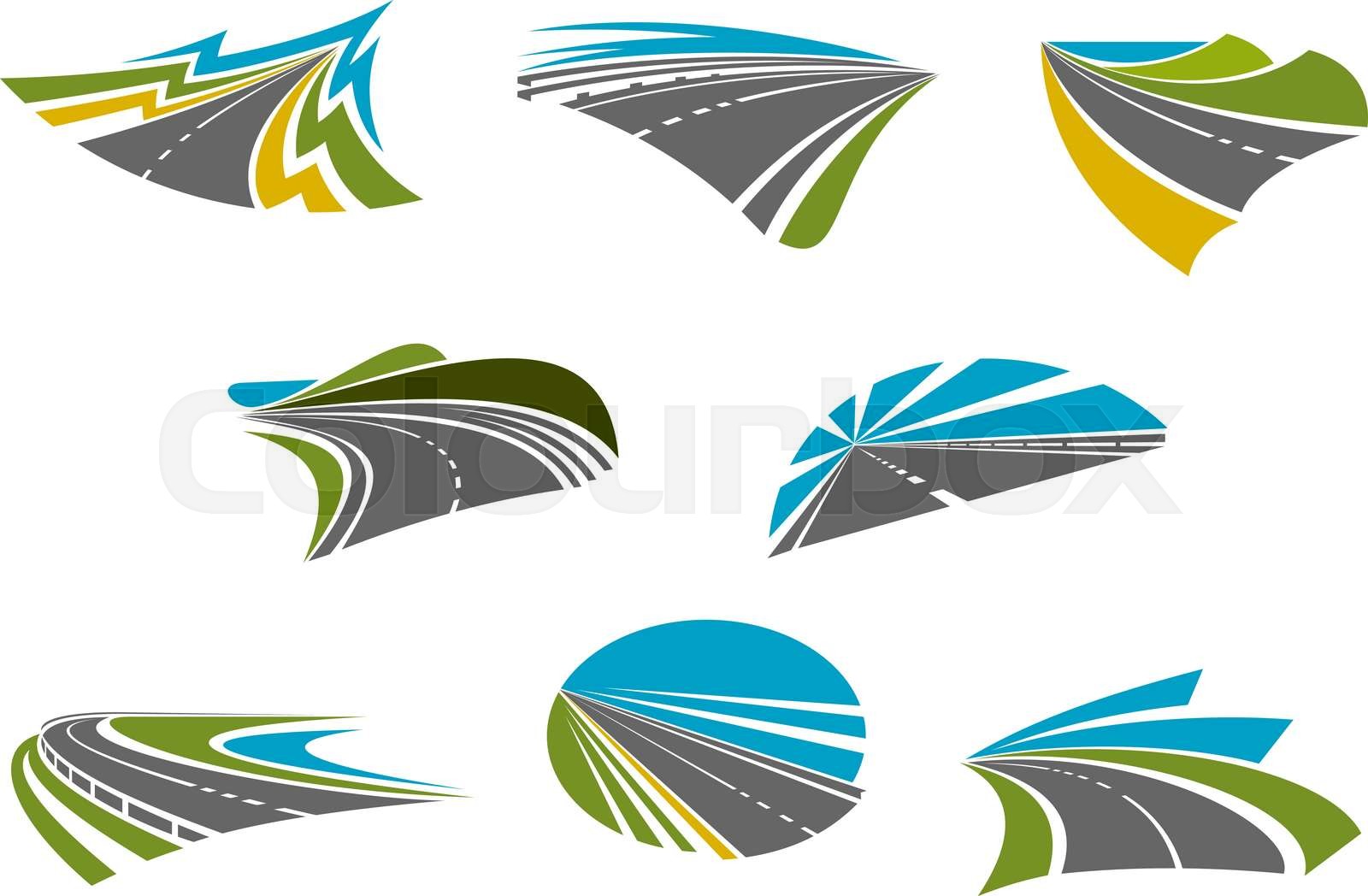 Highway, pathway and roads icons | Stock vector | Colourbox