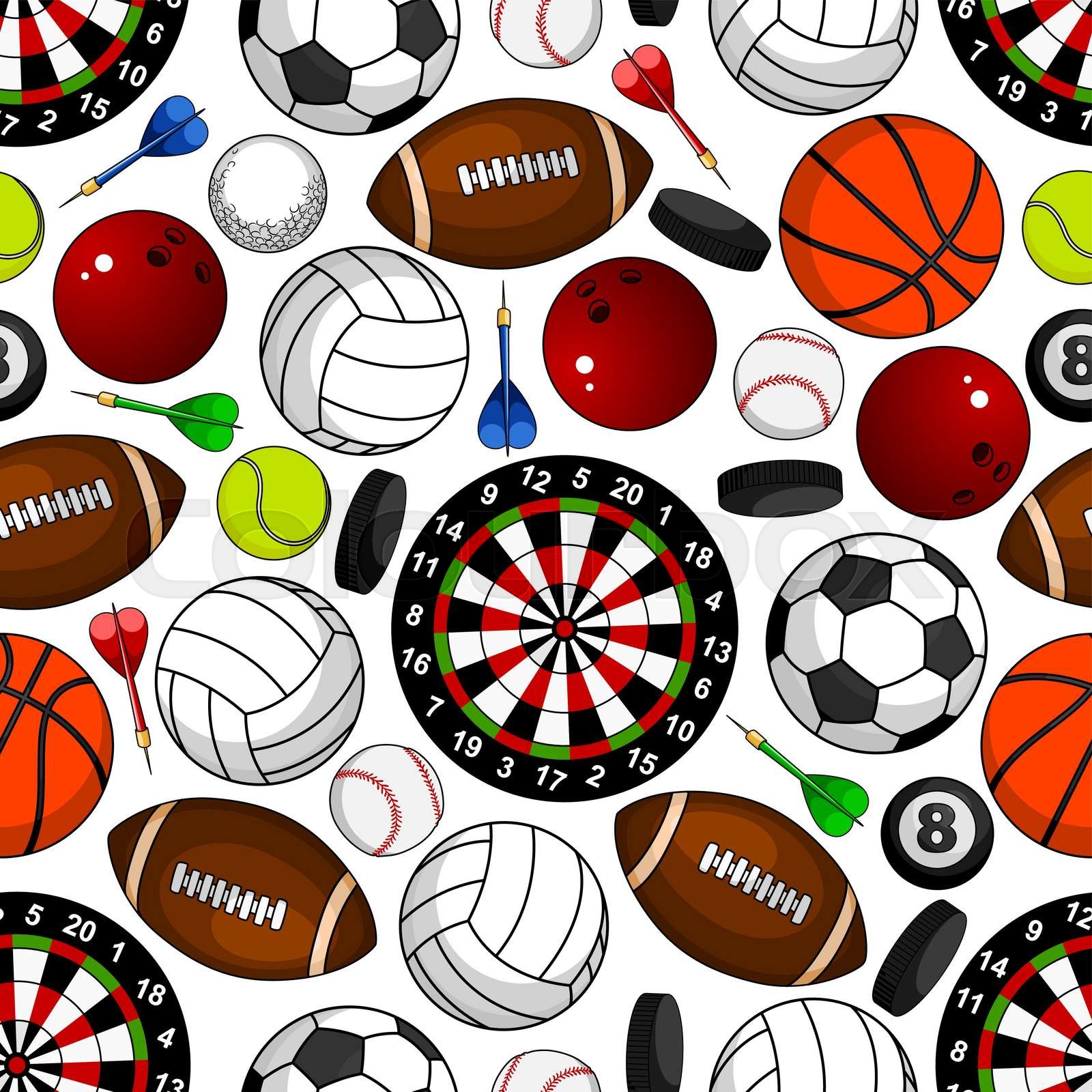 Seamless pattern with sport items | Stock vector | Colourbox