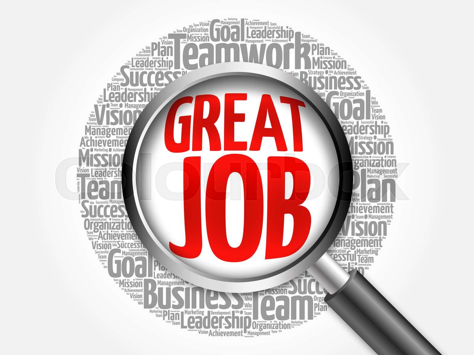 Great Job word cloud with magnifying glass | Stock image | Colourbox