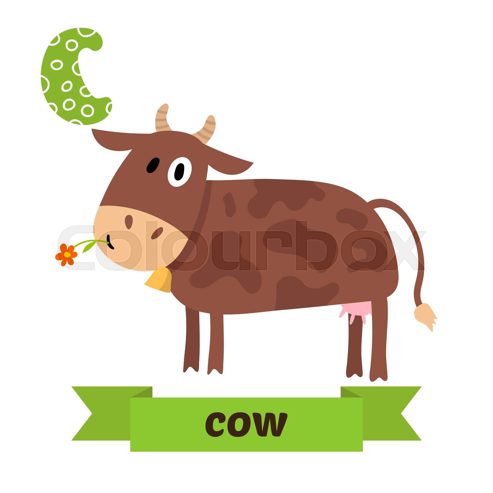 Cow. C letter. Cute children animal alphabet in vector. Funny cartoon ...