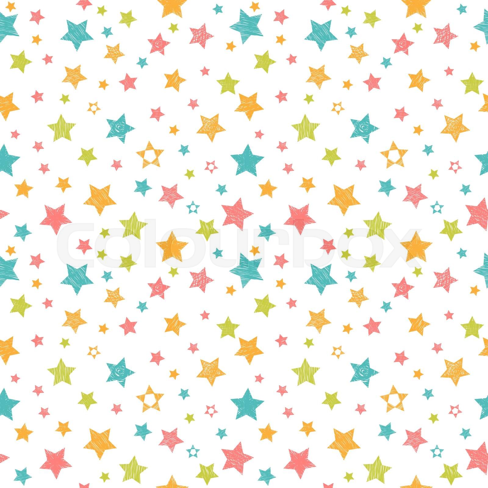 Cute seamless pattern with stars. Stylish print with hand drawn ...