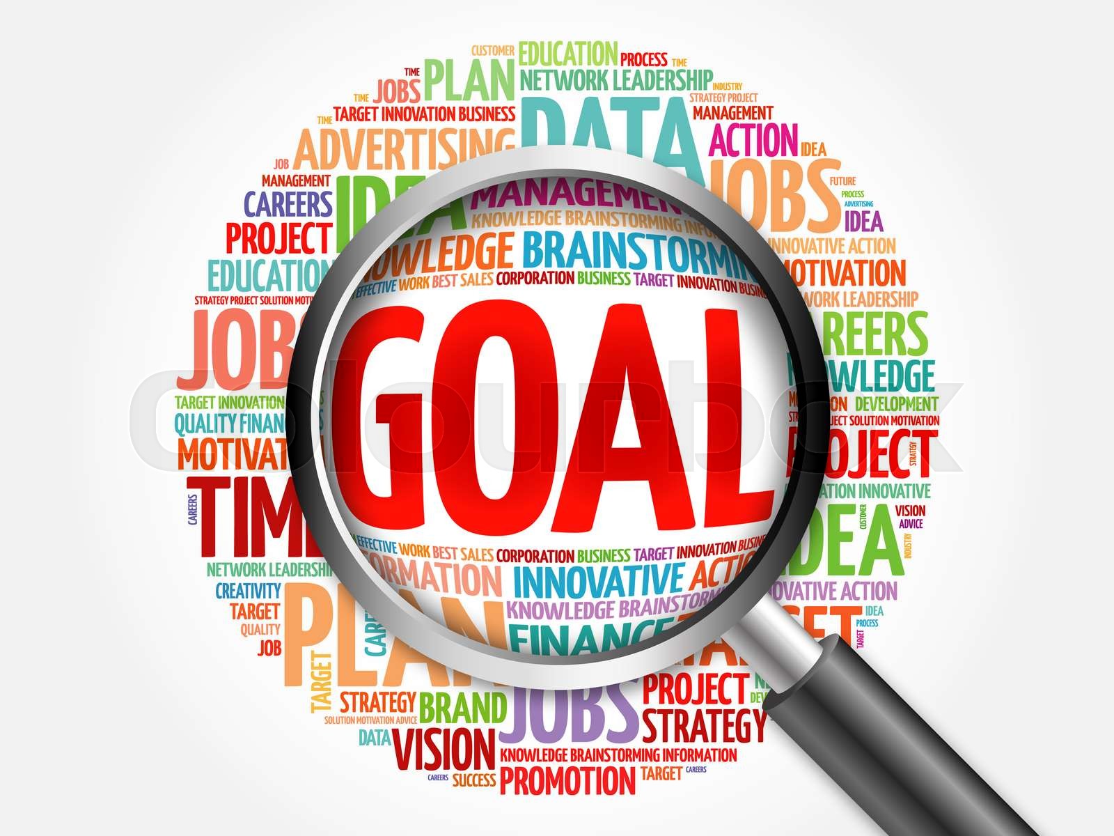 GOAL word cloud with magnifying glass | Stock image | Colourbox