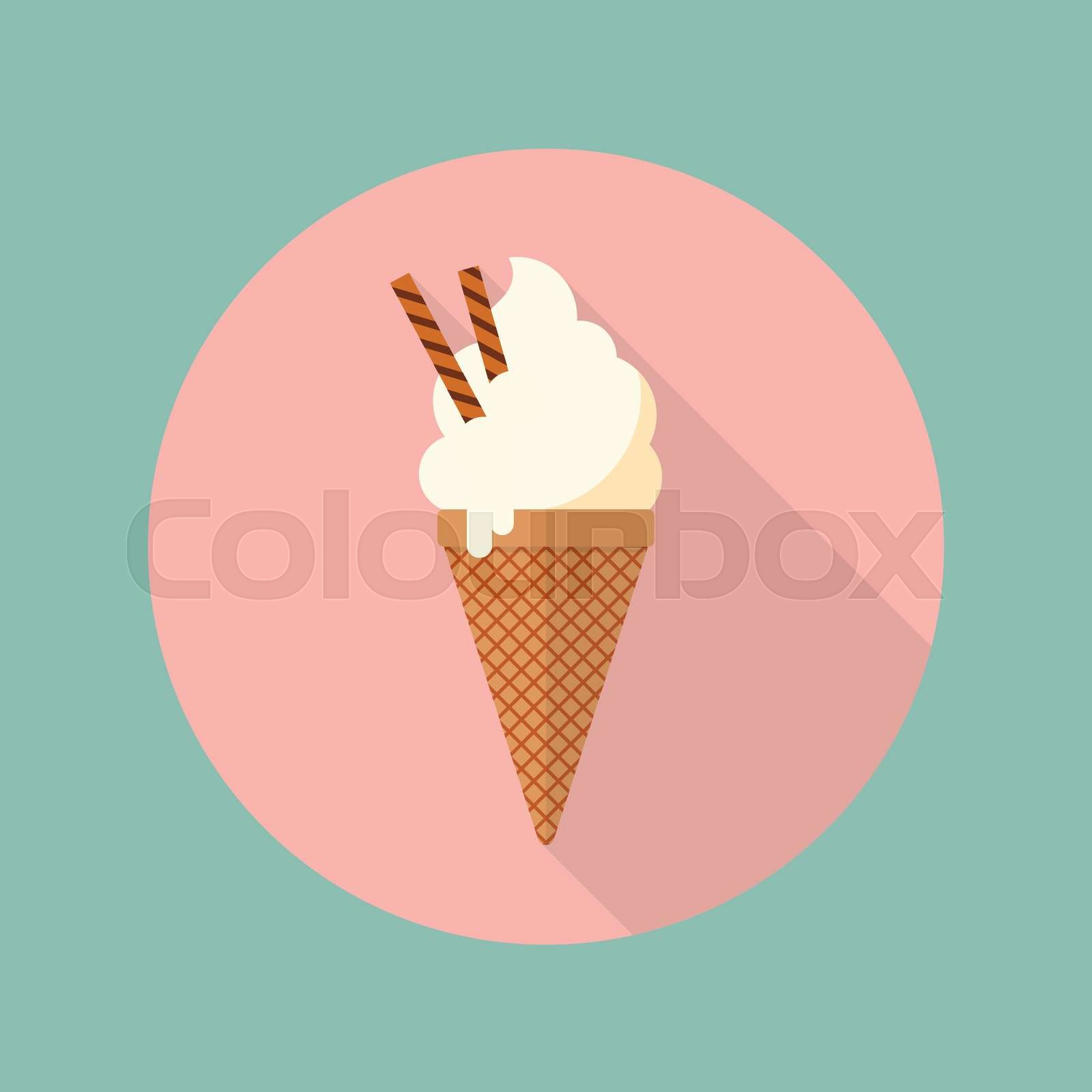 Ice cream cone flat icon | Stock vector | Colourbox