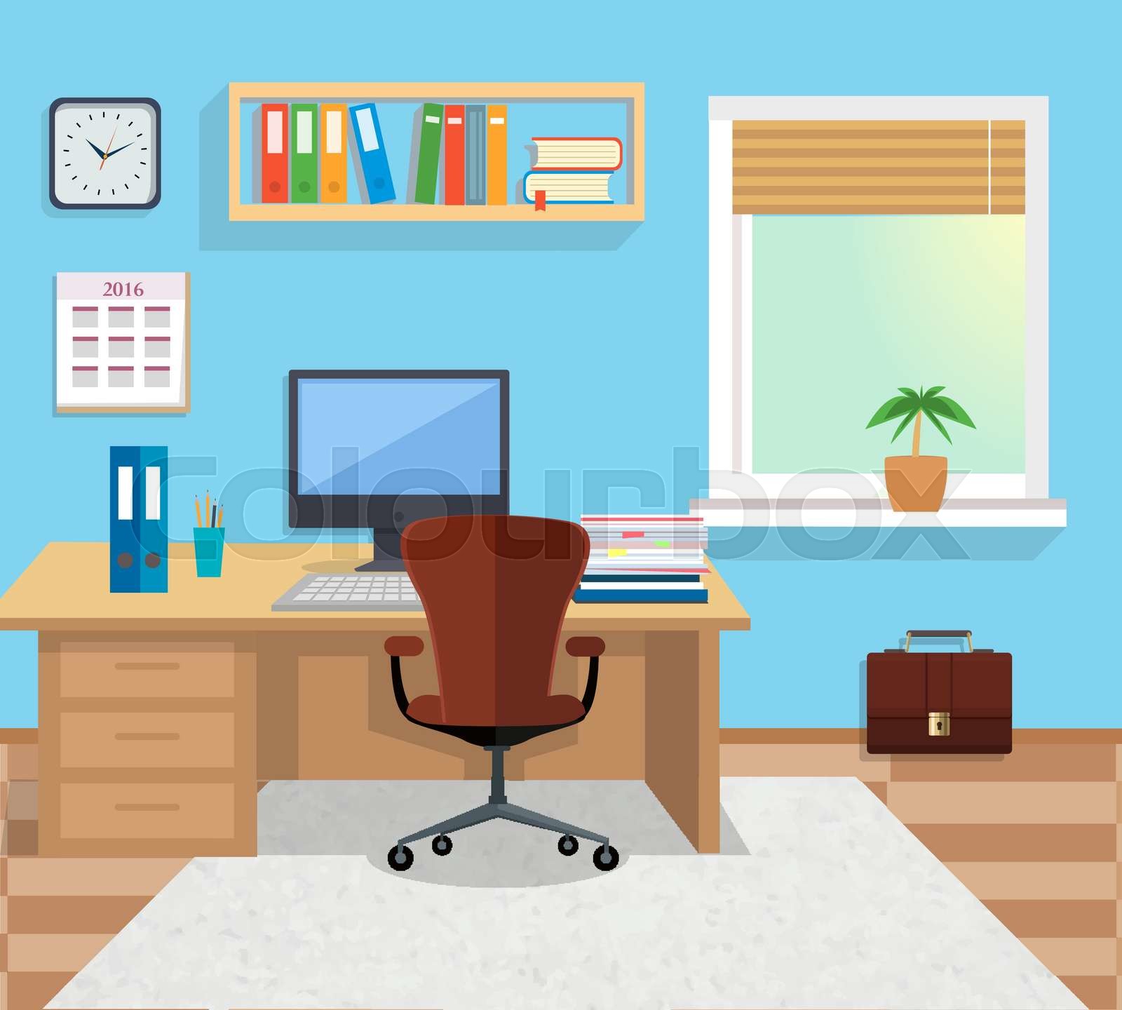 Interior Office Room. Illustration for Design | Stock vector | Colourbox