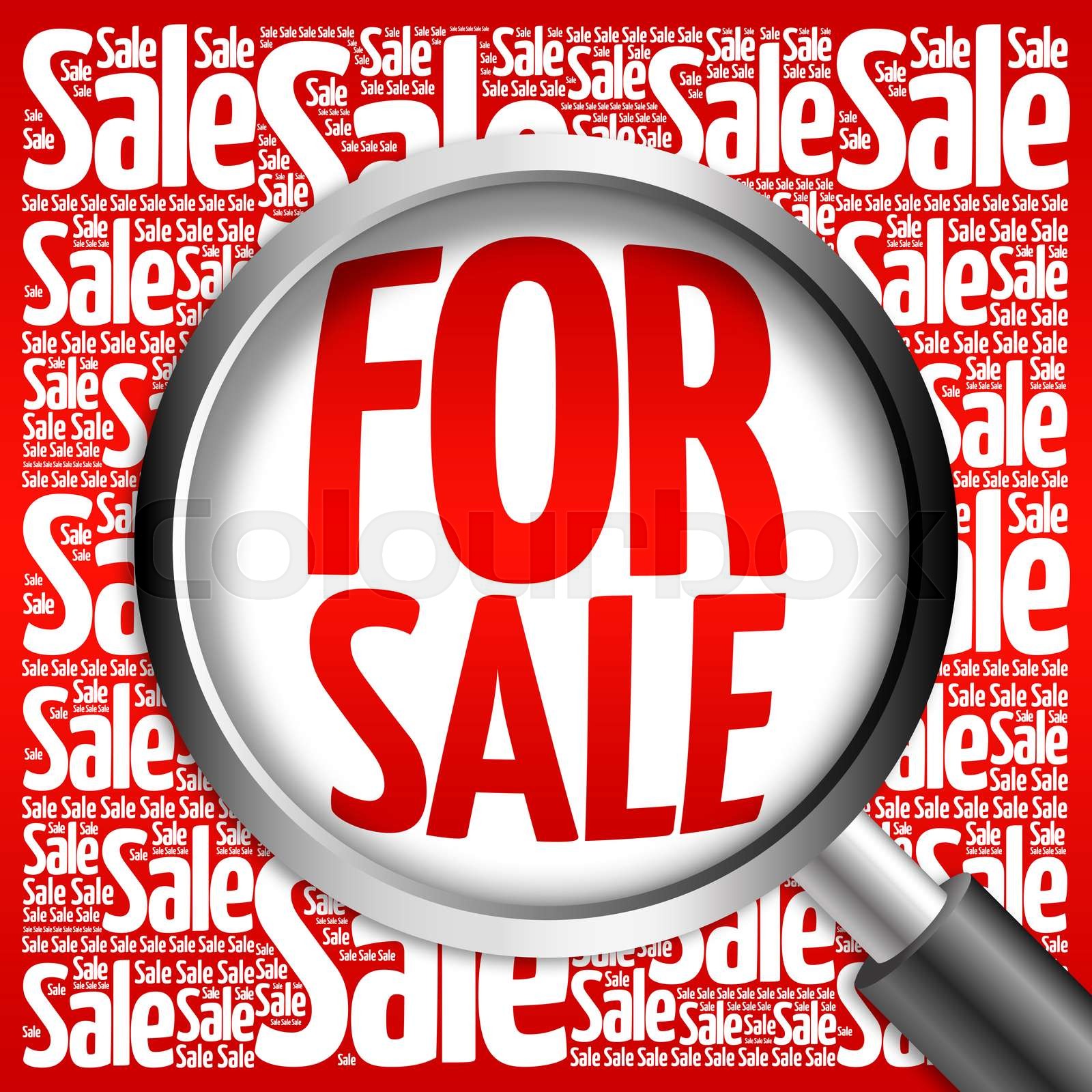 FOR SALE word cloud with magnifying glass | Stock image | Colourbox
