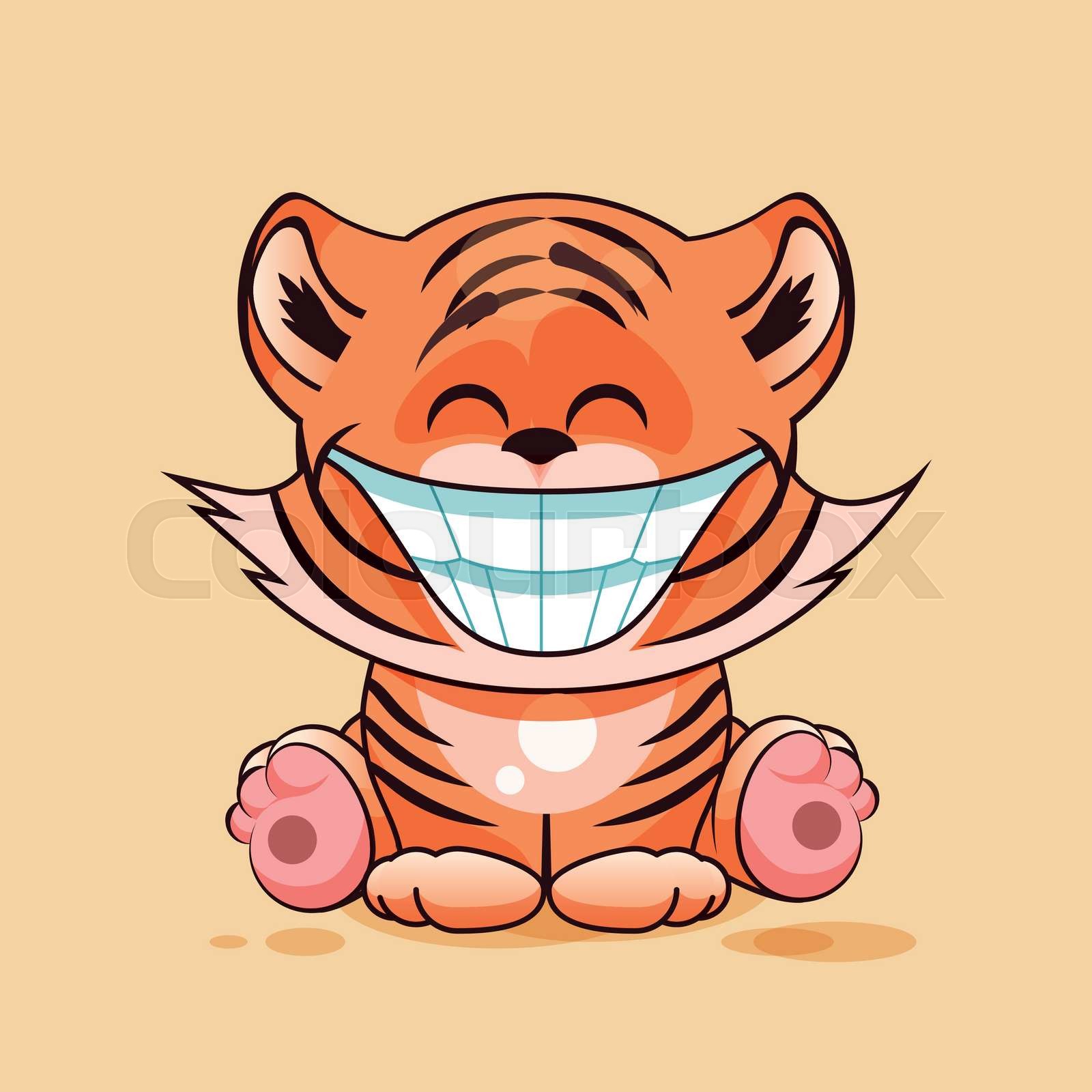 Tiger cub with huge smile | Stock vector | Colourbox