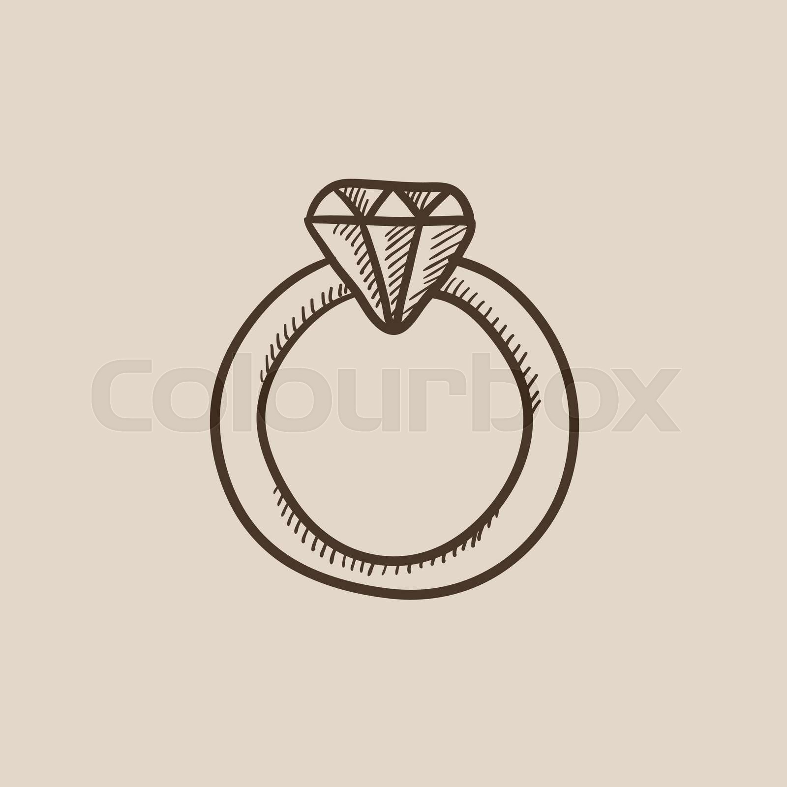 Diamond ring sketch icon. | Stock vector | Colourbox