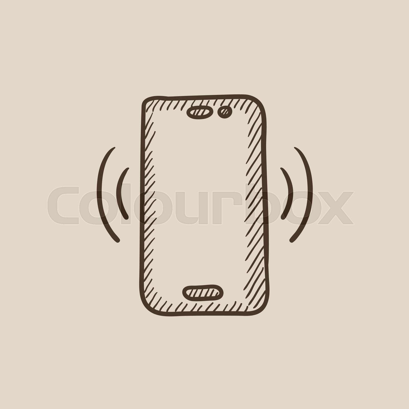 Vibrating phone sketch icon. | Stock vector | Colourbox