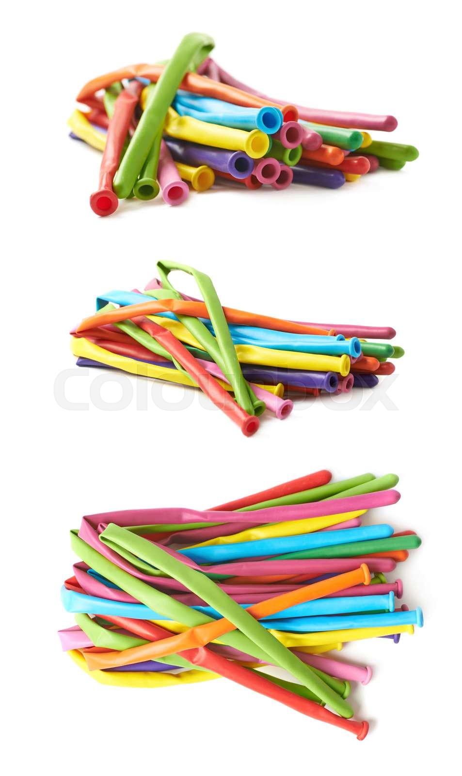 Pile of deflated animal baloons isolated | Stock image | Colourbox