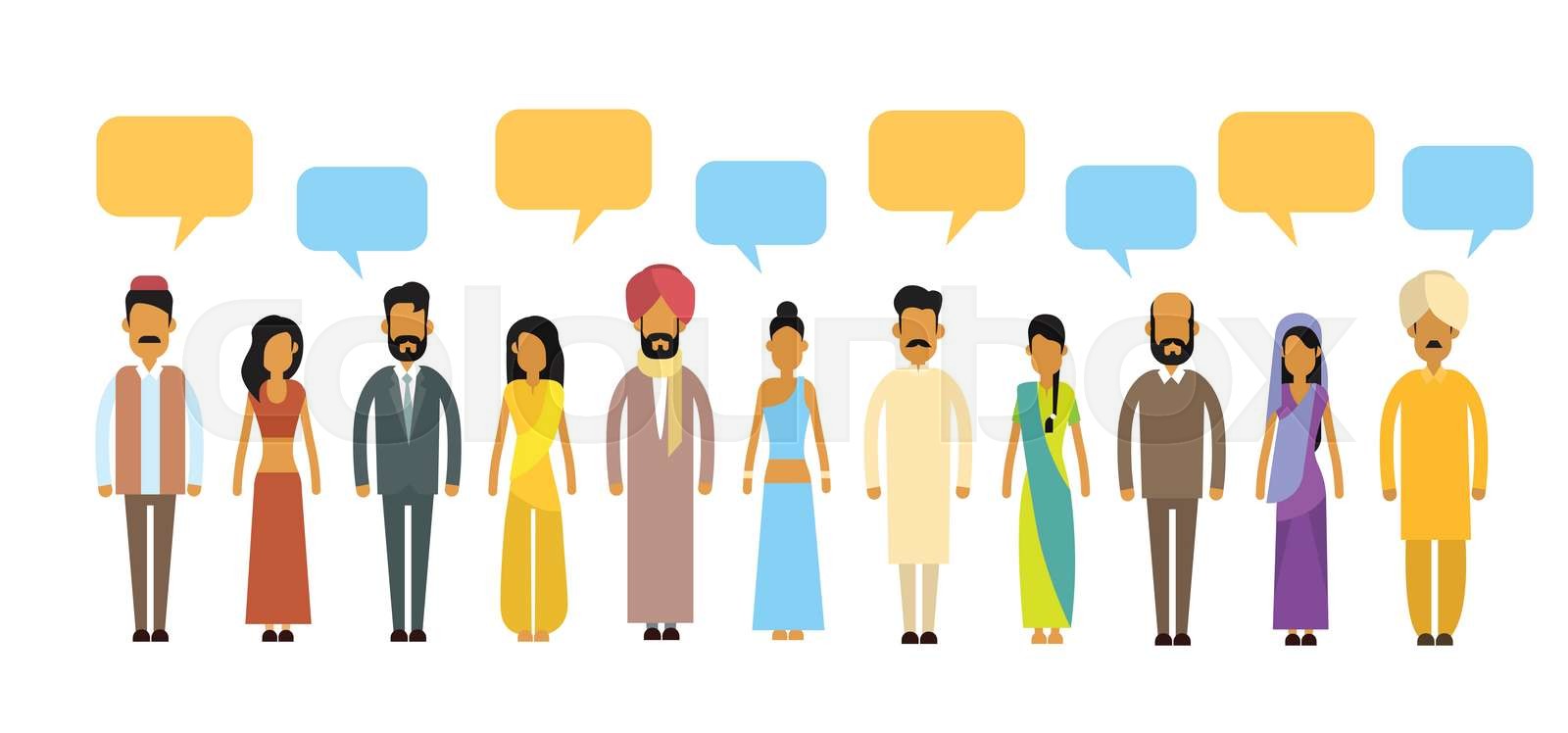 Indian People Group Chat Bubble Communication Concept, India Crowd ...