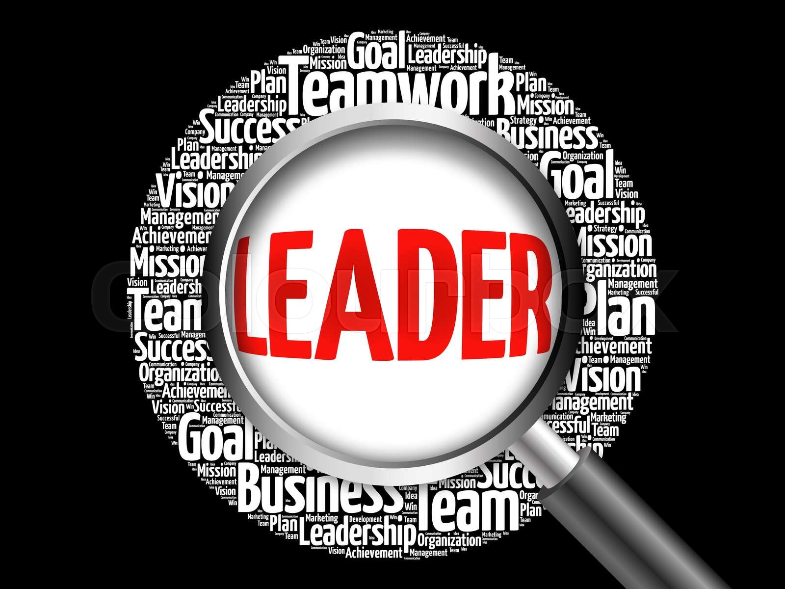 LEADER word cloud with magnifying glass | Stock image | Colourbox