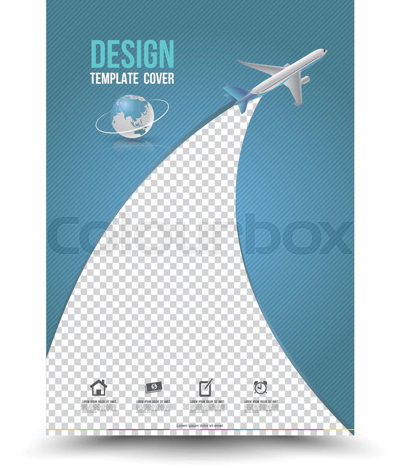 Cover page layout template with paper airplane. | Stock vector | Colourbox