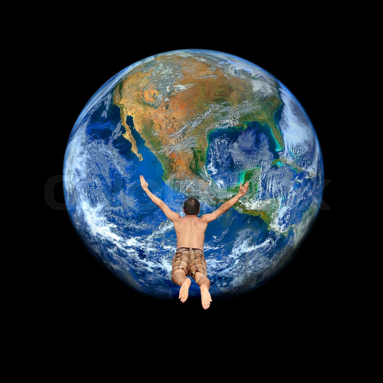 man jump to the earth ,including elements furnished by NASA | Stock ...