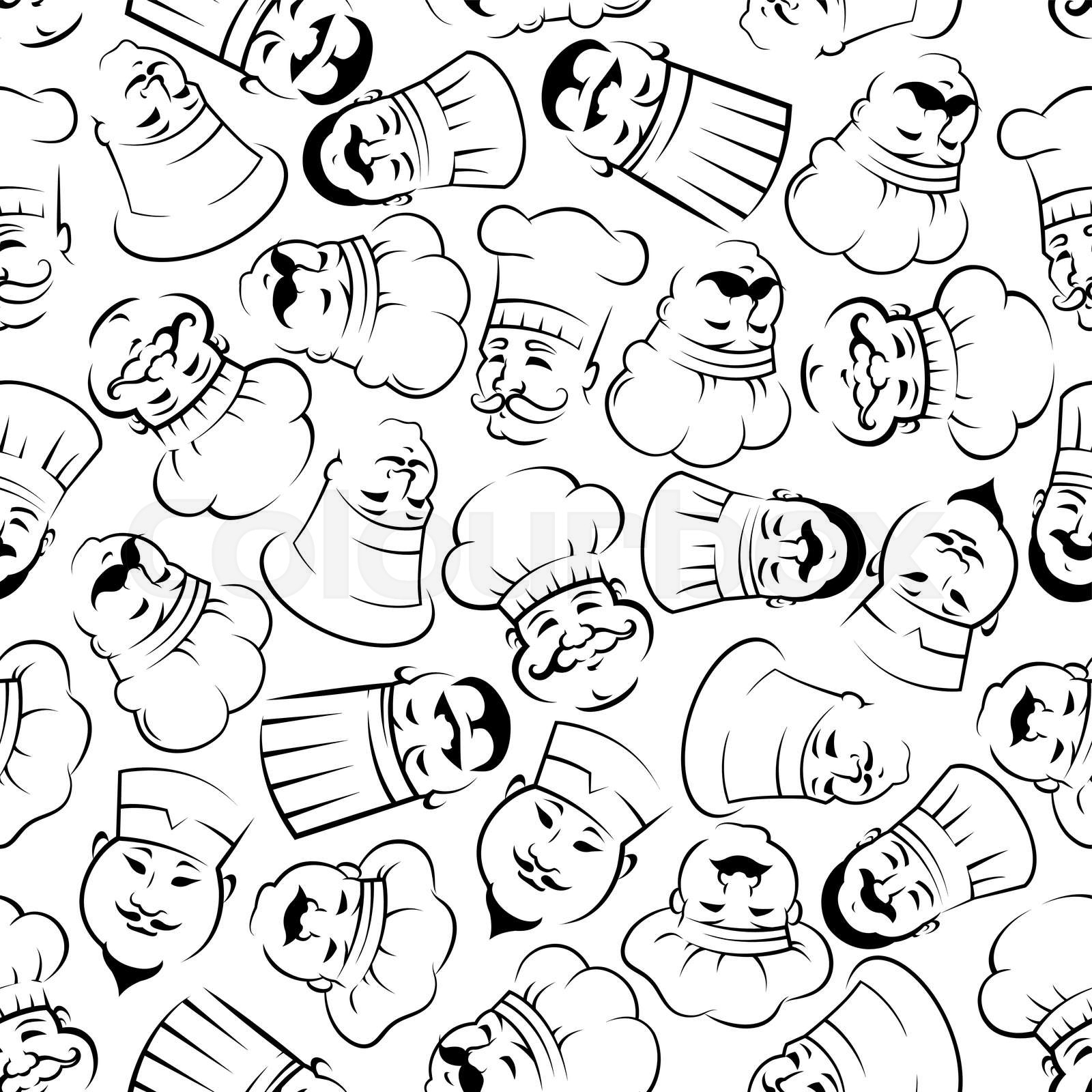 Chefs in cook hats seamless pattern | Stock vector | Colourbox