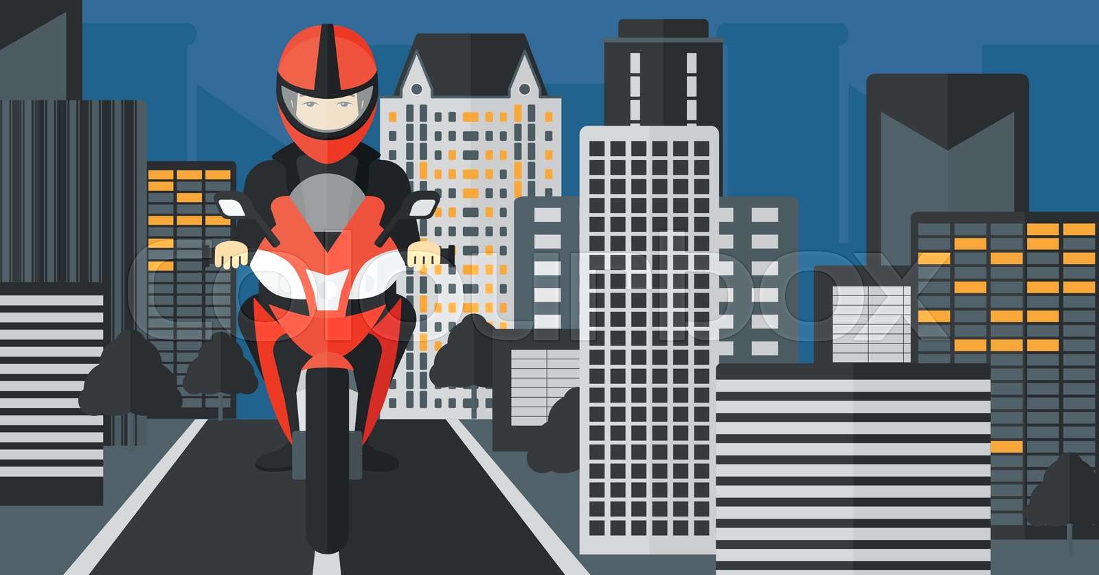 Man riding motorcycle. | Stock vector | Colourbox