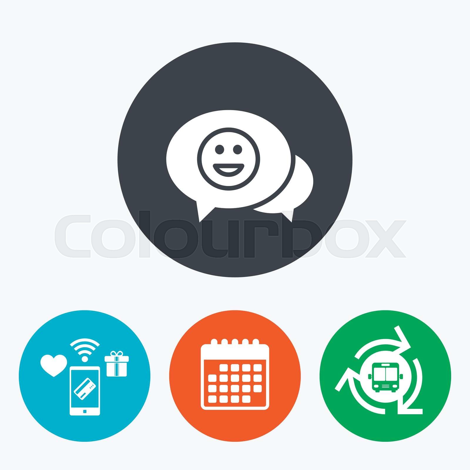 Chat Smile icon. Happy face symbol. | Stock vector | Colourbox