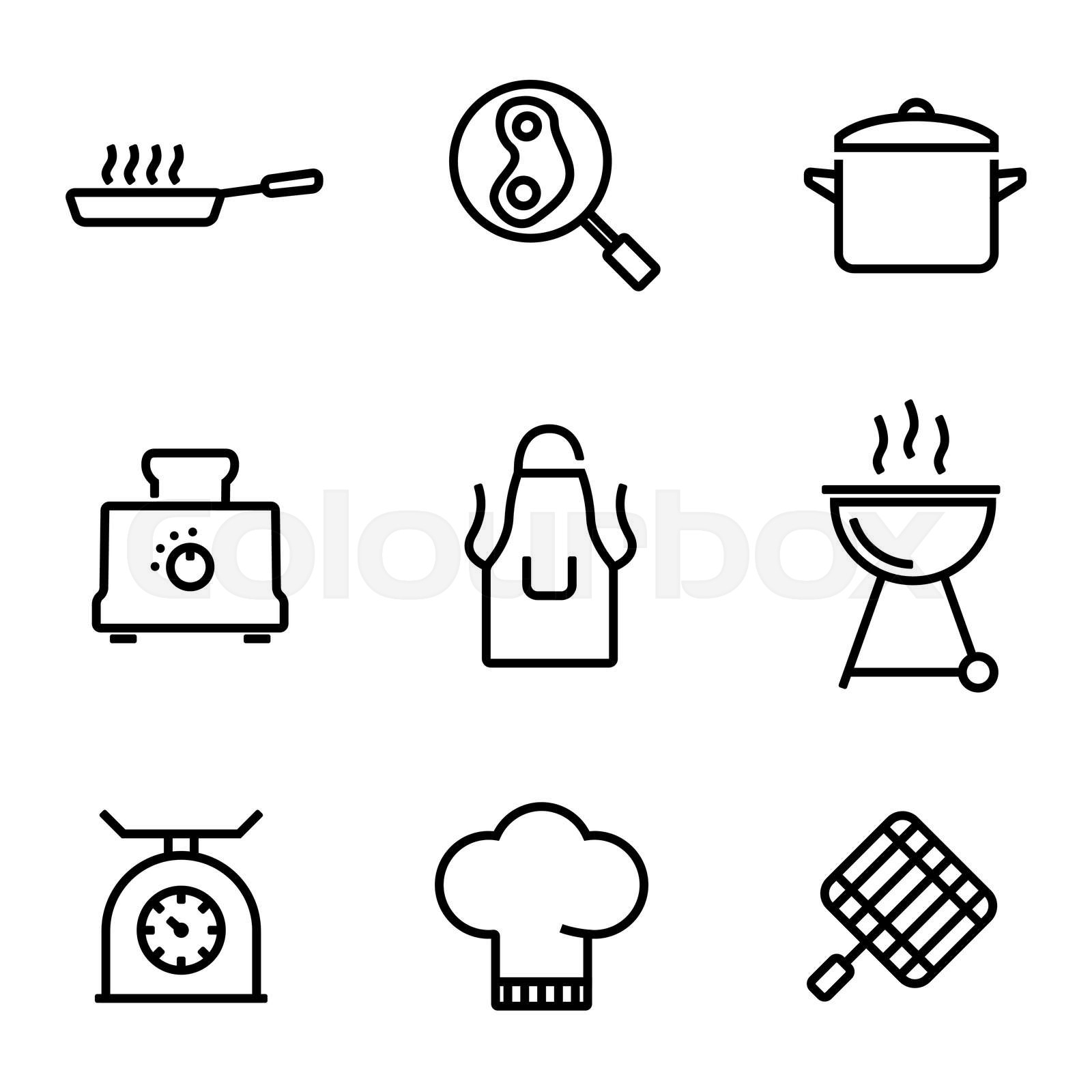 Vector line kitchen and cooking icons set | Stock vector | Colourbox