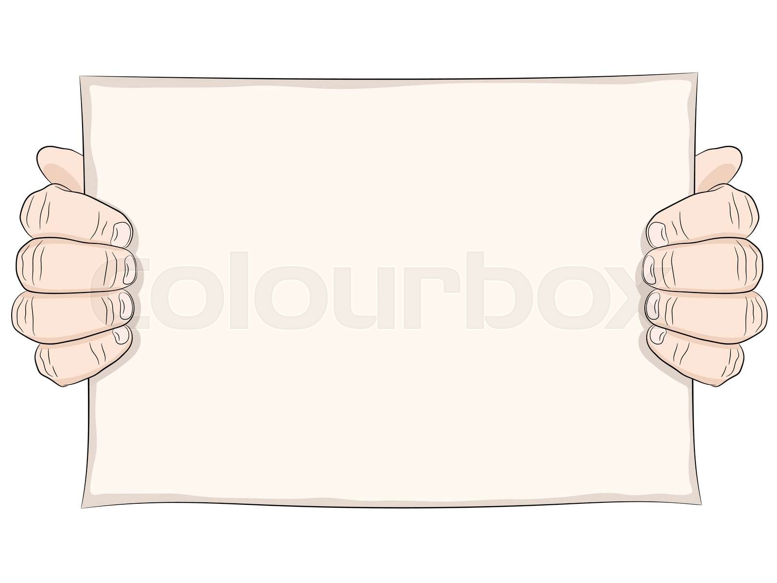 Hand hold poster colored | Stock vector | Colourbox