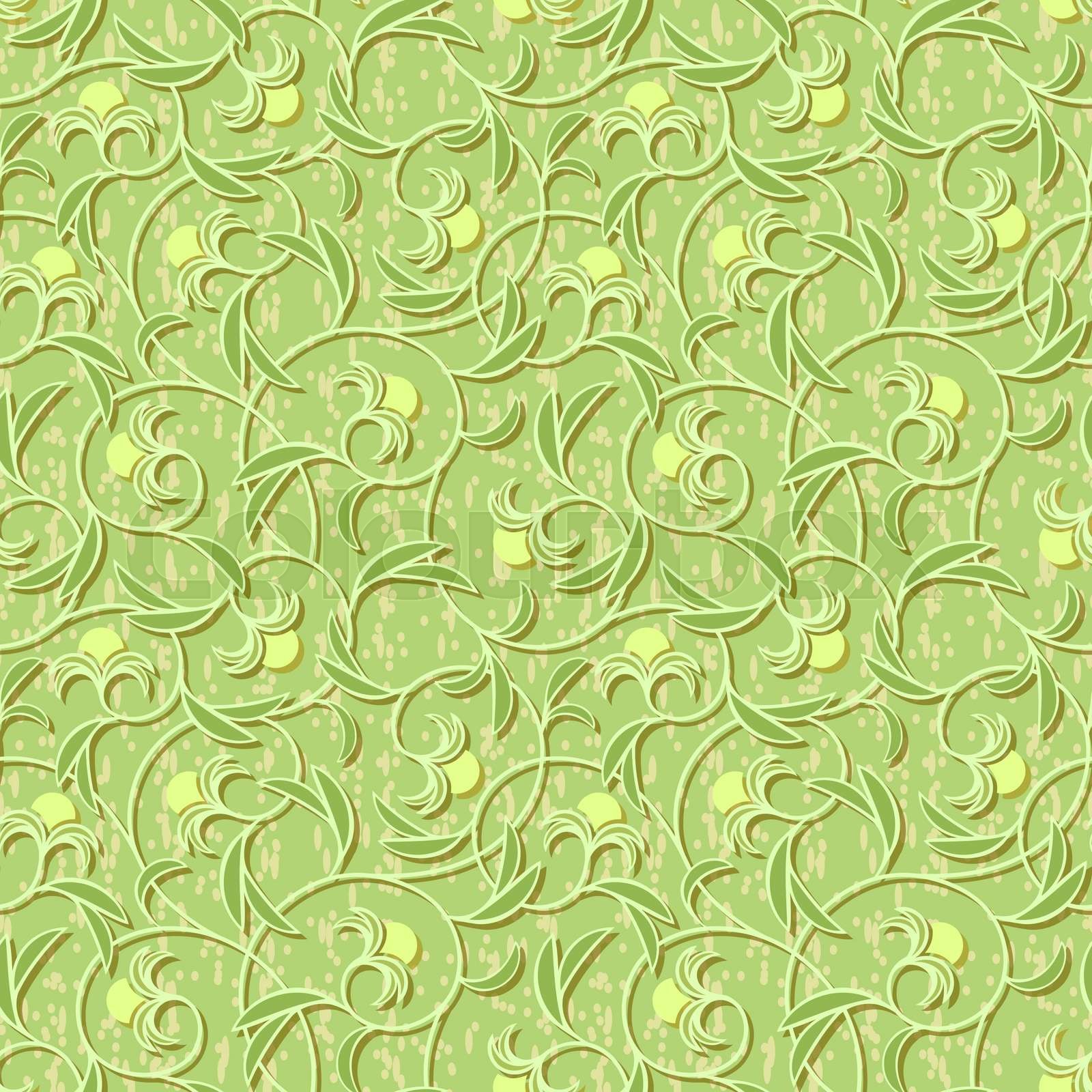 abstract flowers floral light green seamless | Stock vector | Colourbox