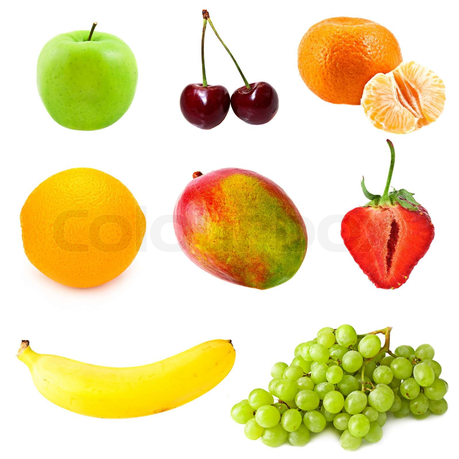 Sammlung von verschiedenen Früchten auf den weißen | Stock Bild | Colourbox