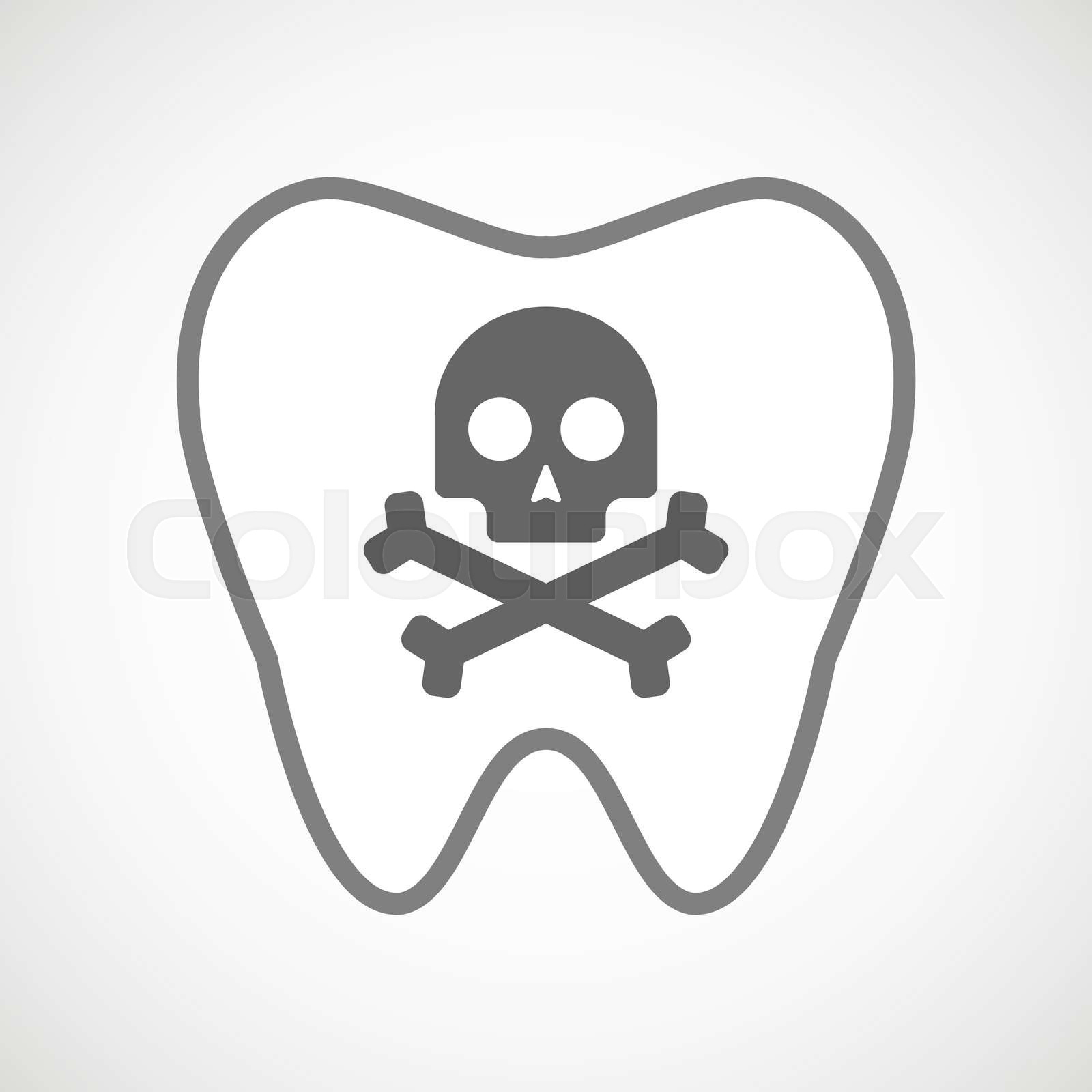 Line art tooth icon with a skull | Stock vector | Colourbox