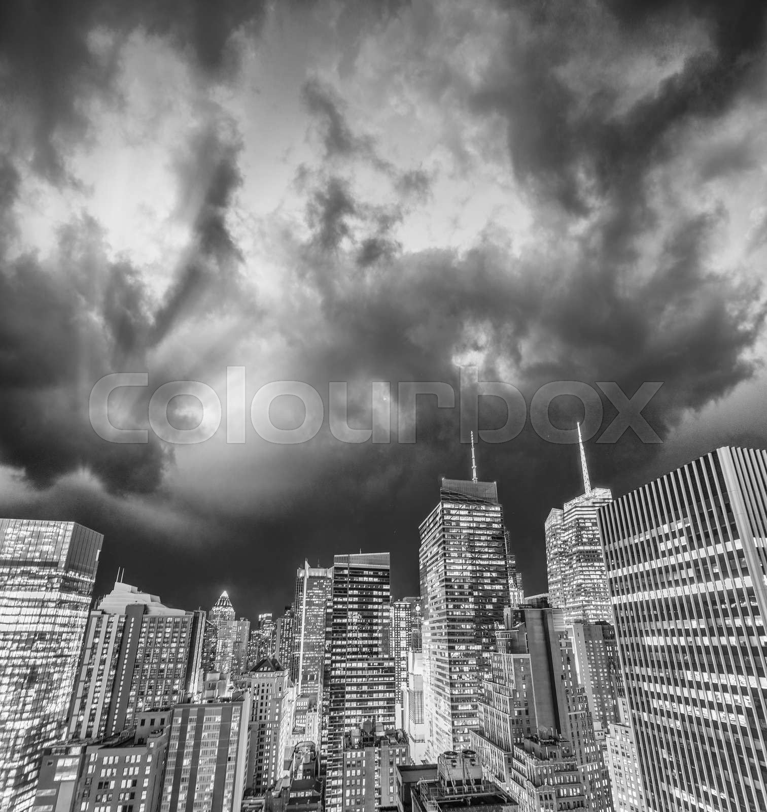 New York City at sunset. Amazing buildings from rooftop | Stock image ...