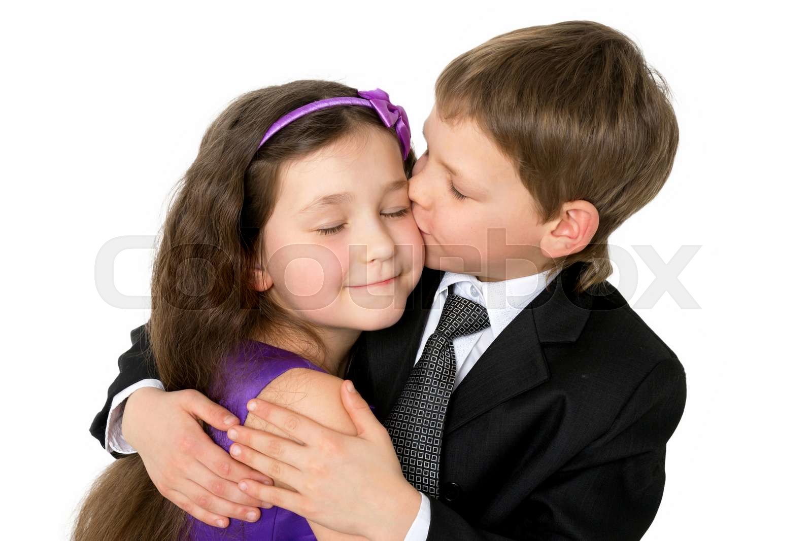 Happy children having fun, hugging and kissing. | Stock image | Colourbox