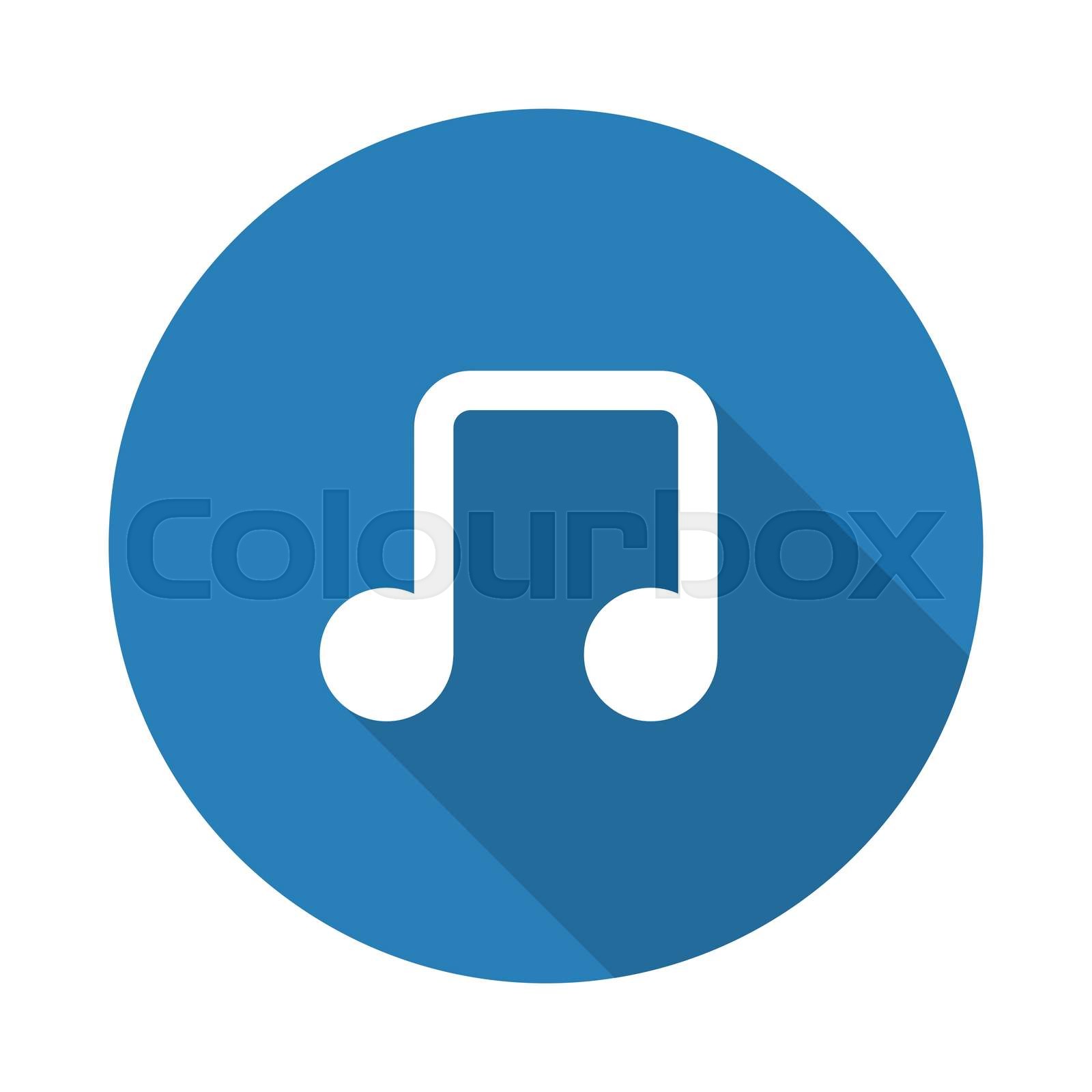 Flat white Notes web icon with long drop shadow on blue circle | Stock ...