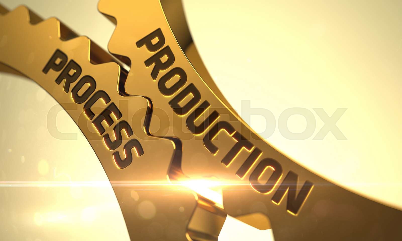 Production Process Concept. Golden Metallic Cog Gears. | Stock image ...