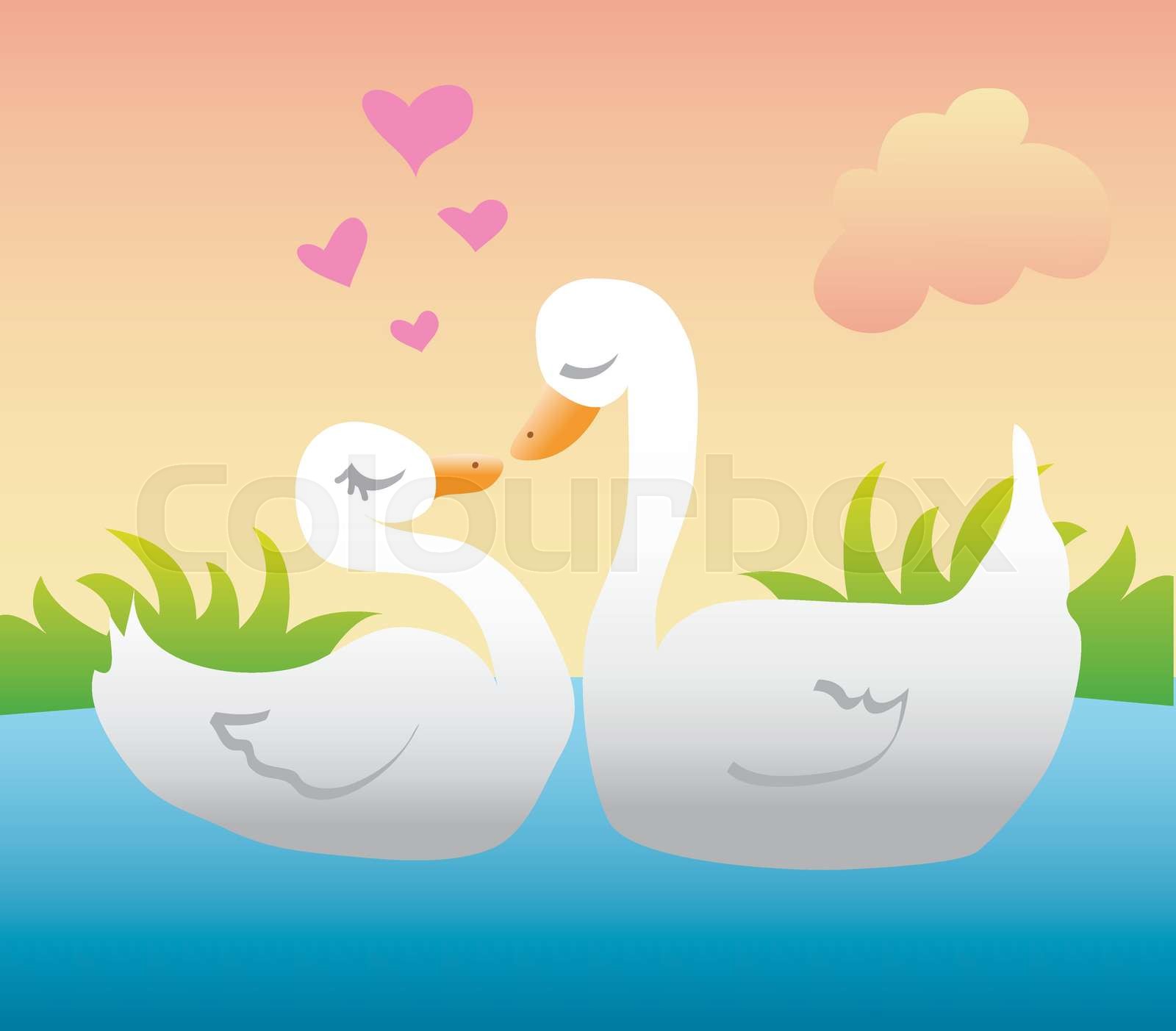Couple duck falling in love cartoon | Stock vector | Colourbox