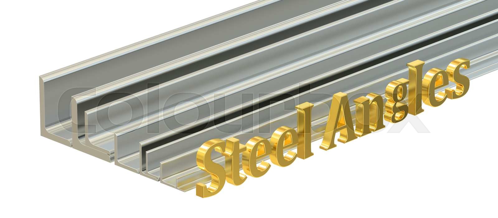 rolled metal L-bar, steel angles. 3D rendering | Stock image | Colourbox