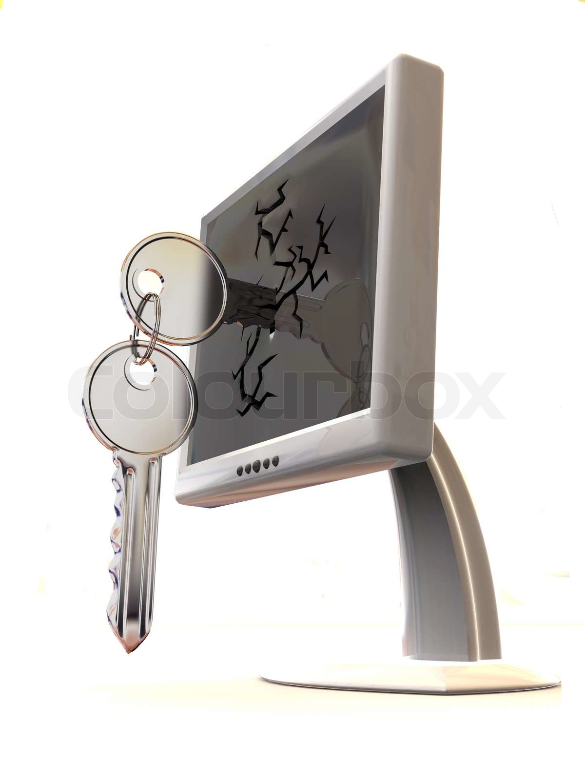 Monitors with keys. 3d | Stock image | Colourbox