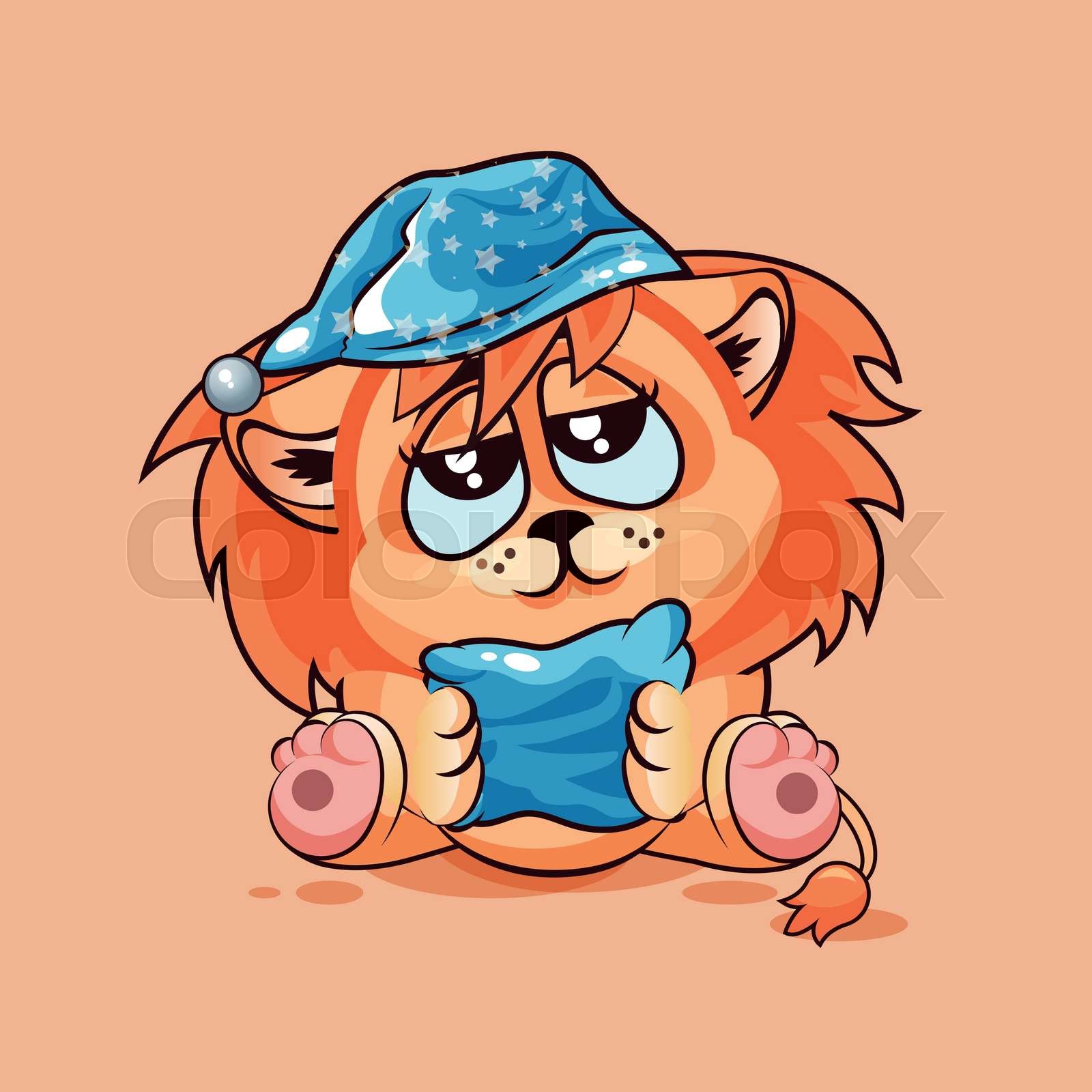 Lion cub drowsy | Stock vector | Colourbox