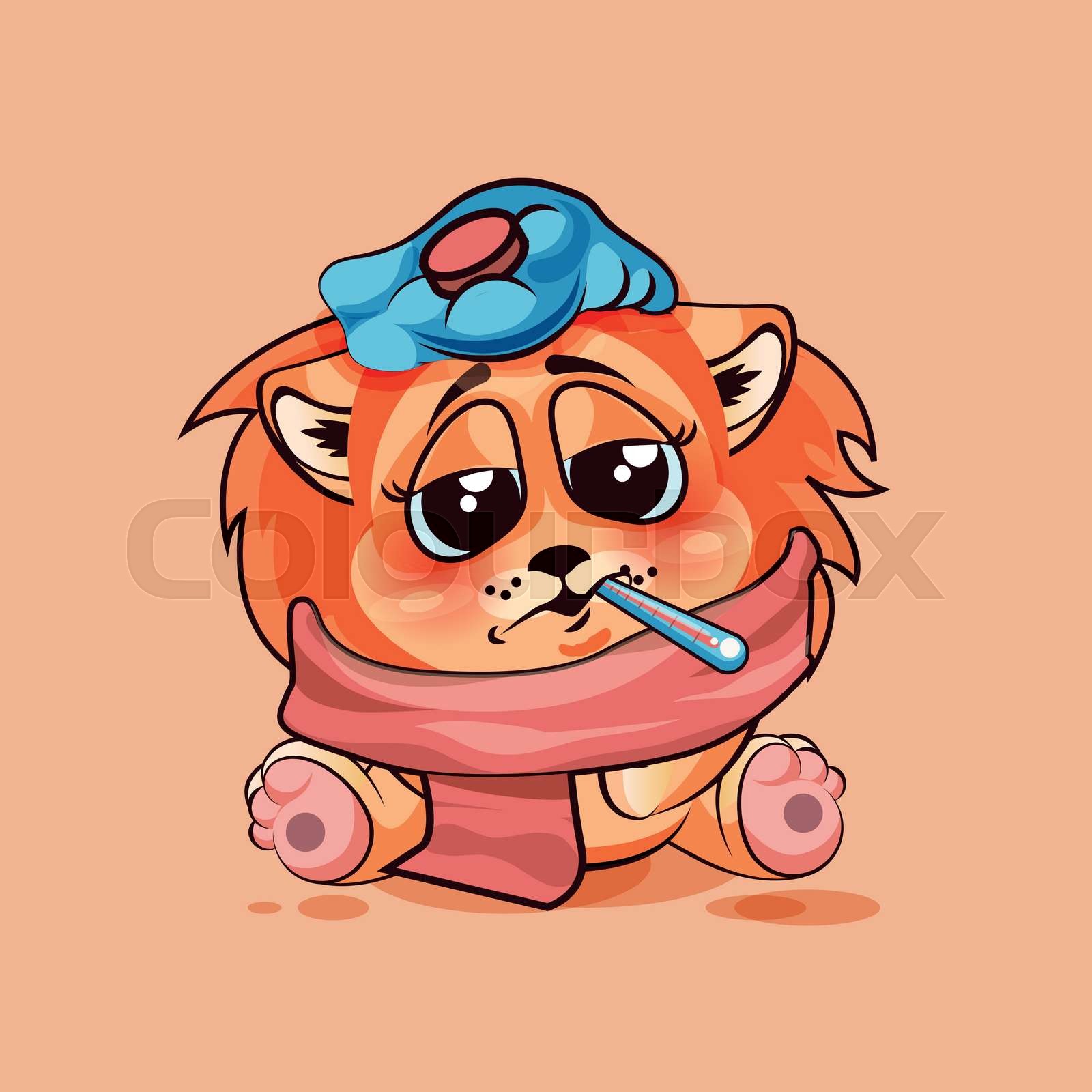 Løve Influenza Emoji Stock Vektor Colourbox