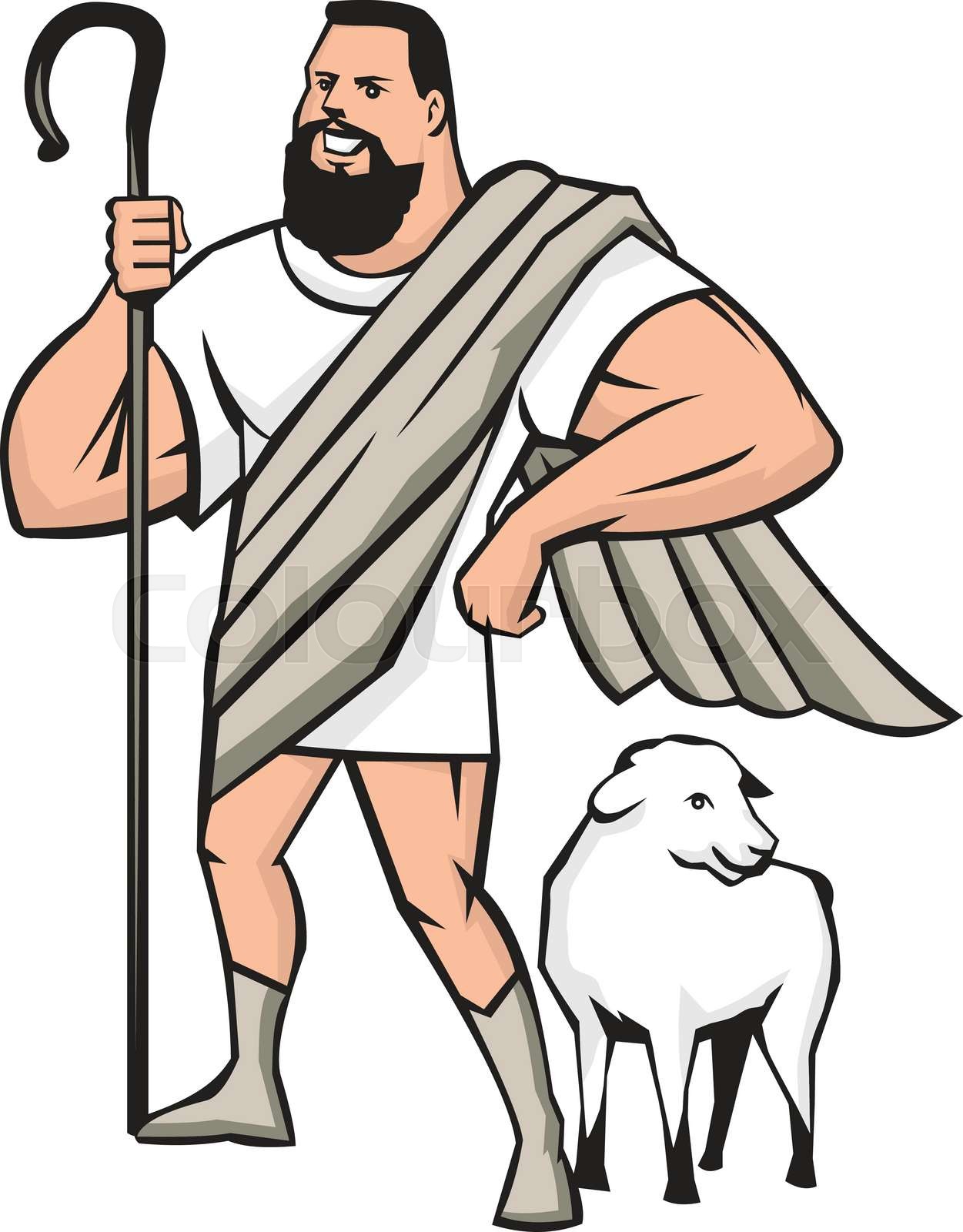 Superhero Shepherd Sheep Standing Cartoon | Stock vector | Colourbox