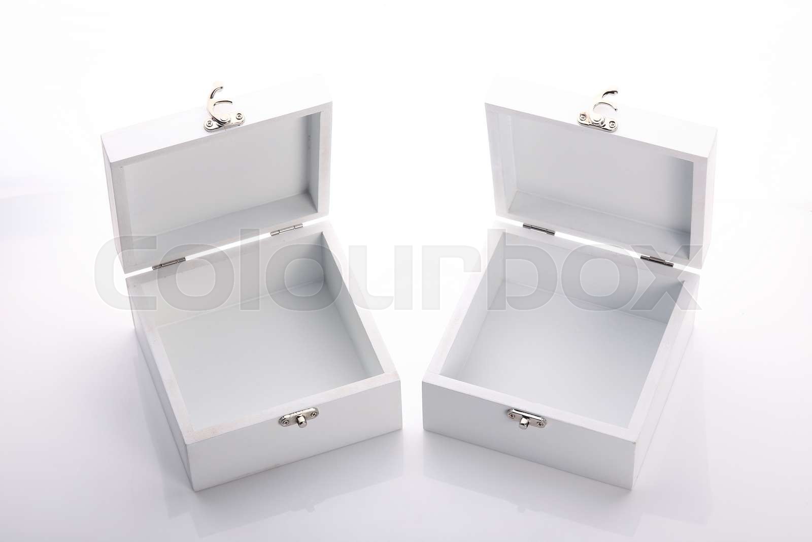 white wood box open of the product packaging | Stock image | Colourbox
