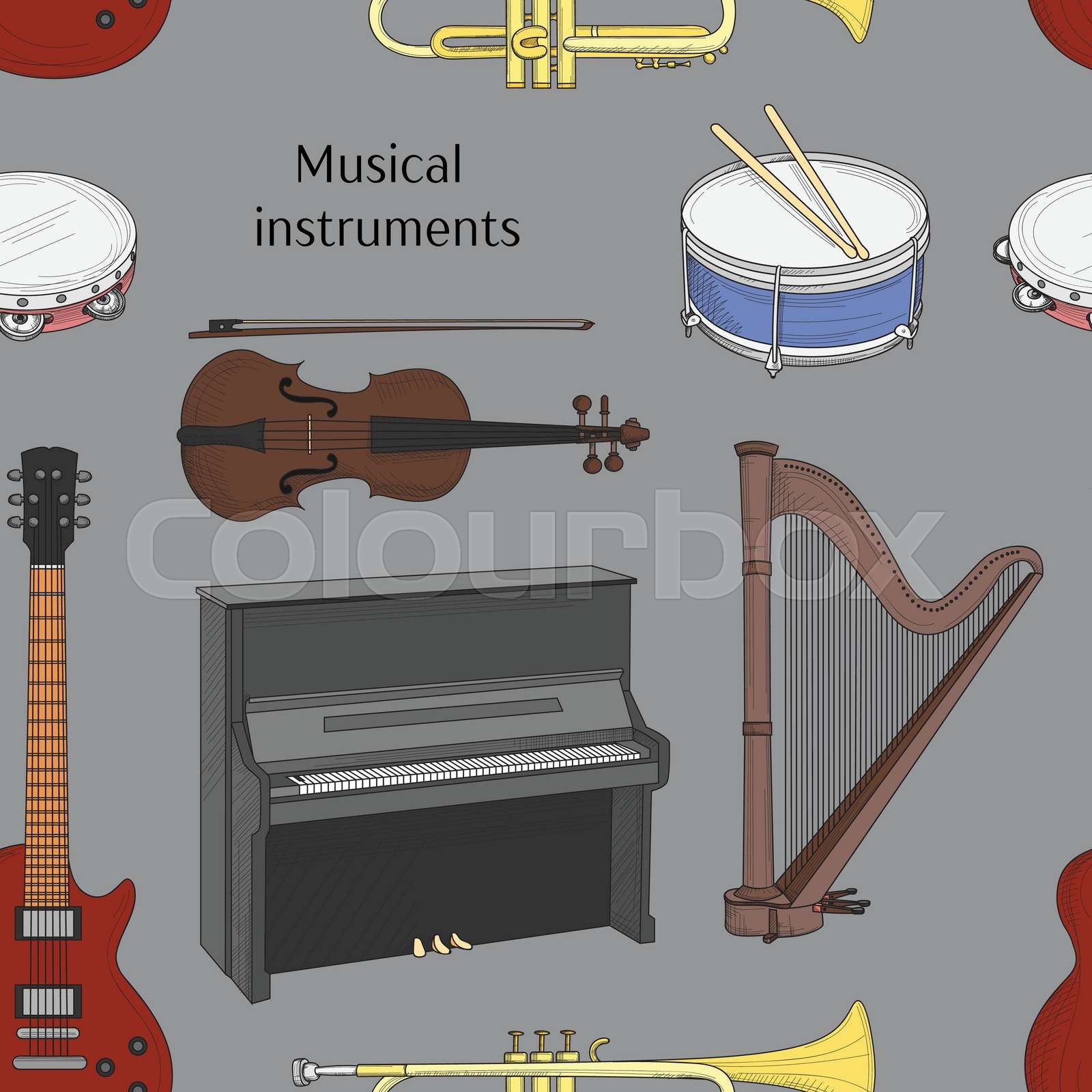 Musical instruments pattern | Stock vector | Colourbox