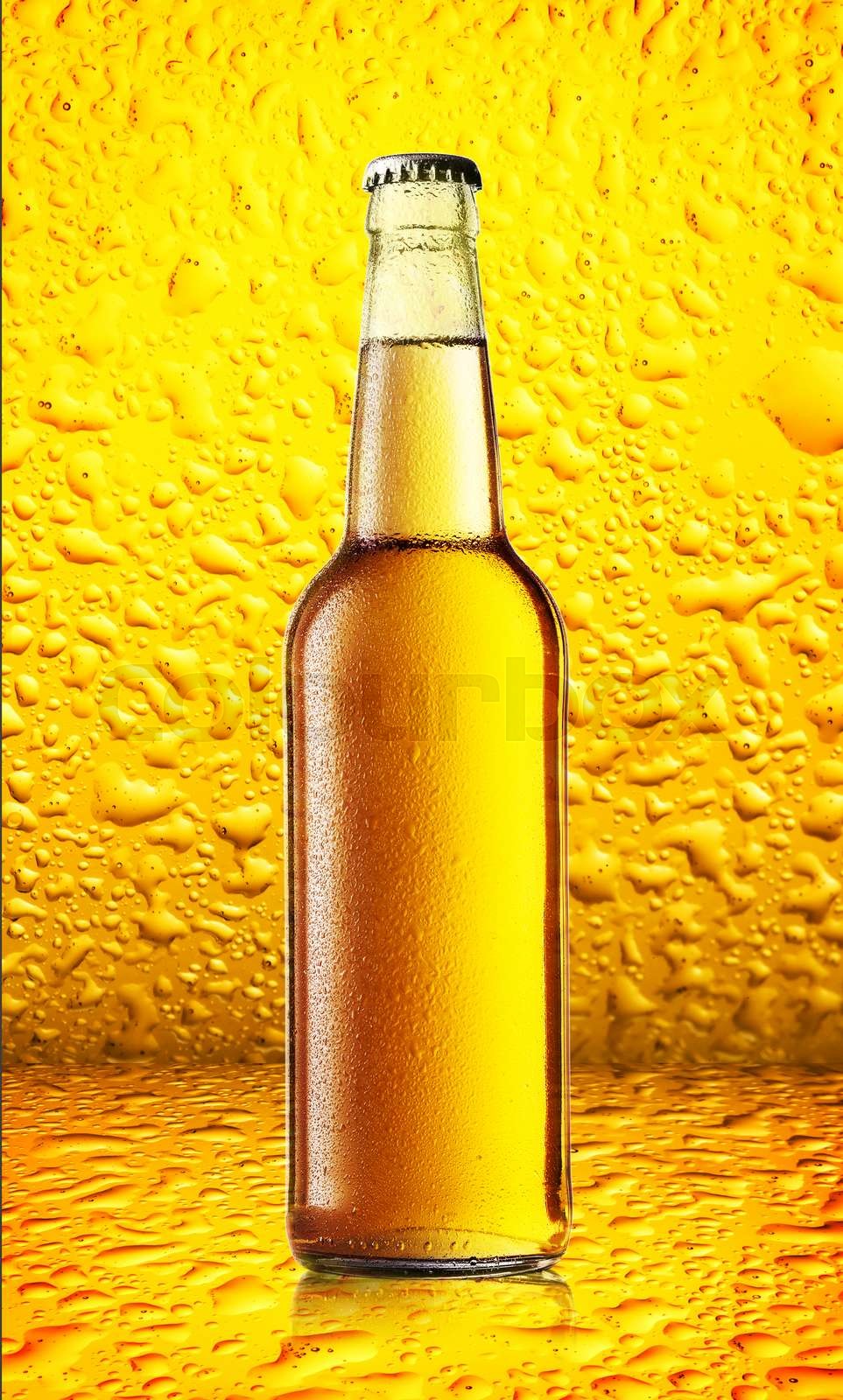 Yellow bottle cold beer | Stock image | Colourbox