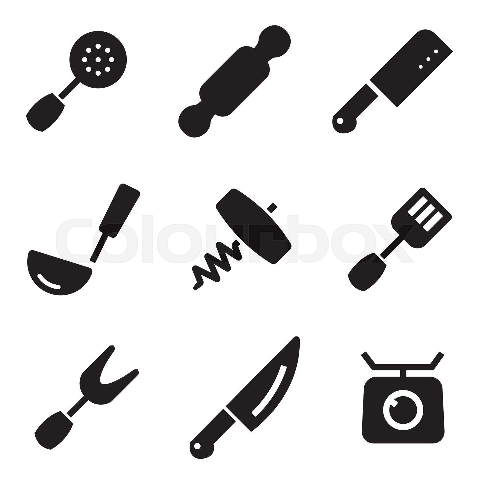 Vector black kitchen and cooking icons set | Stock vector | Colourbox