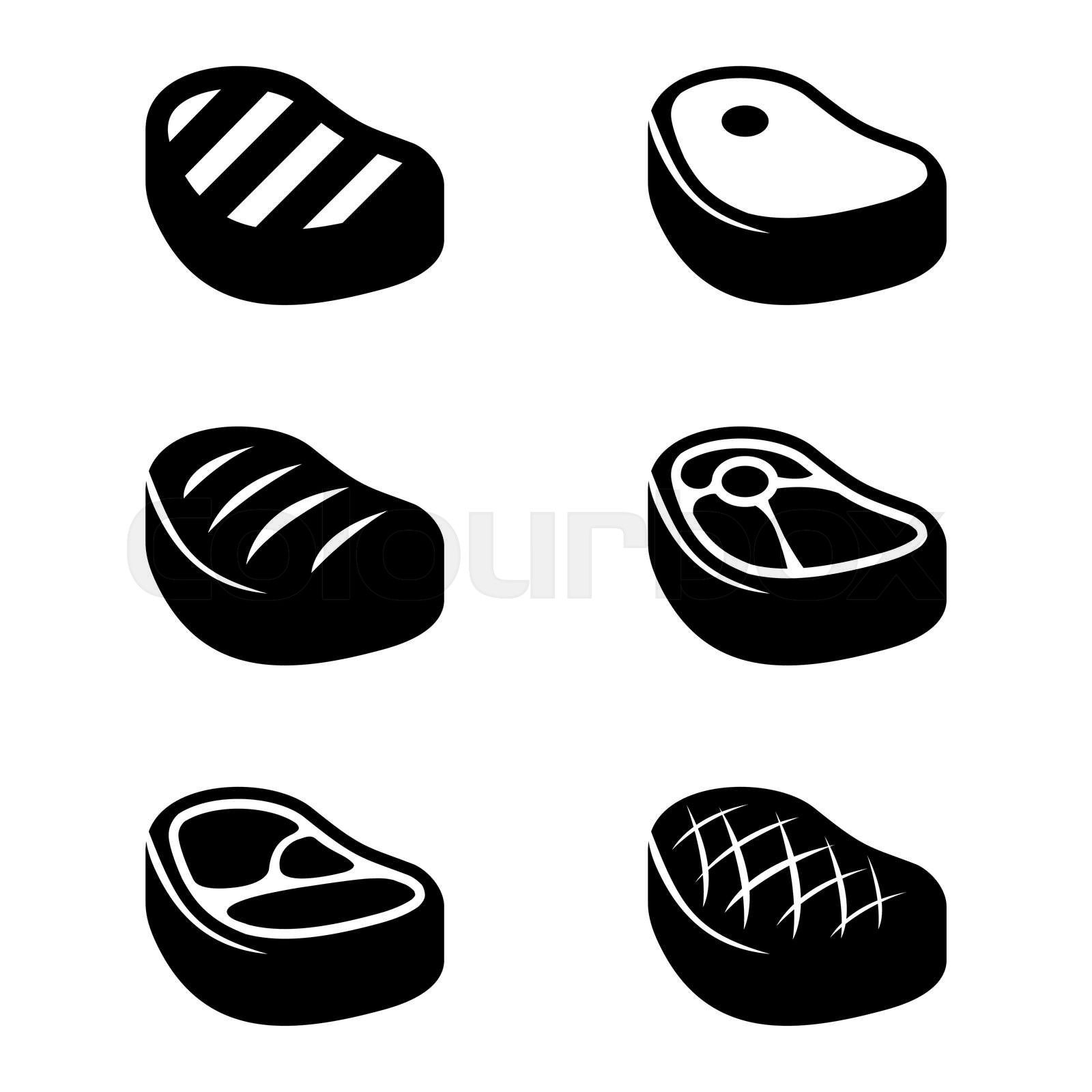 Vector black steak icons set | Stock vector | Colourbox