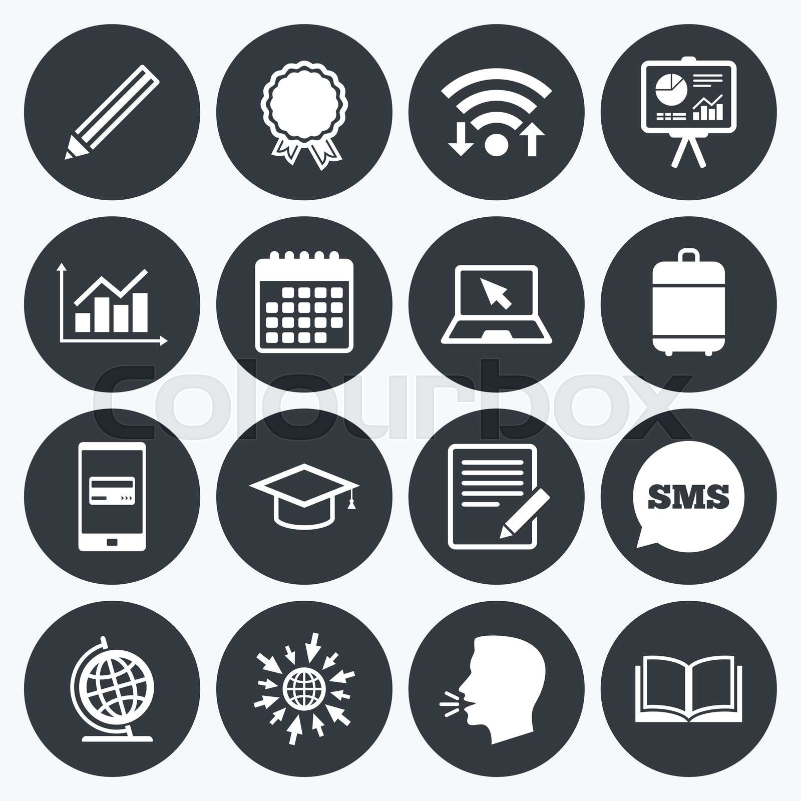 Education and study icon. Presentation signs. | Stock vector | Colourbox