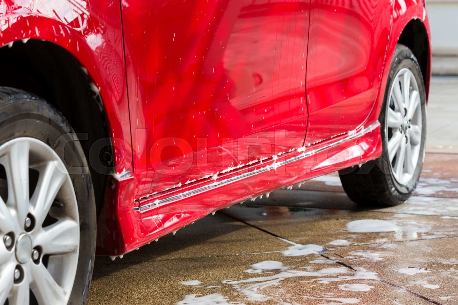 car wash with soap, car cleaning service | Stock image | Colourbox
