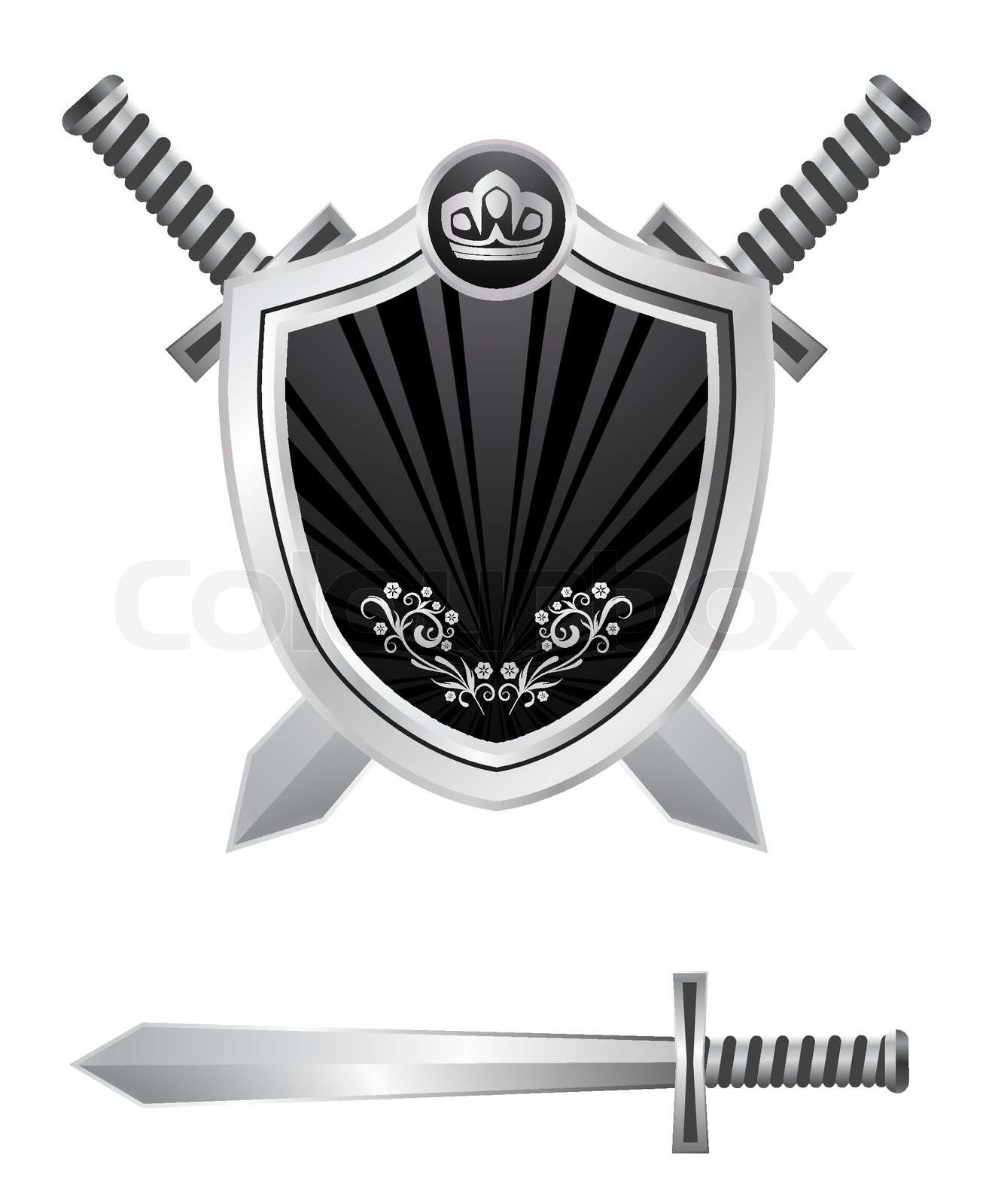 shield with swords design | Stock vector | Colourbox