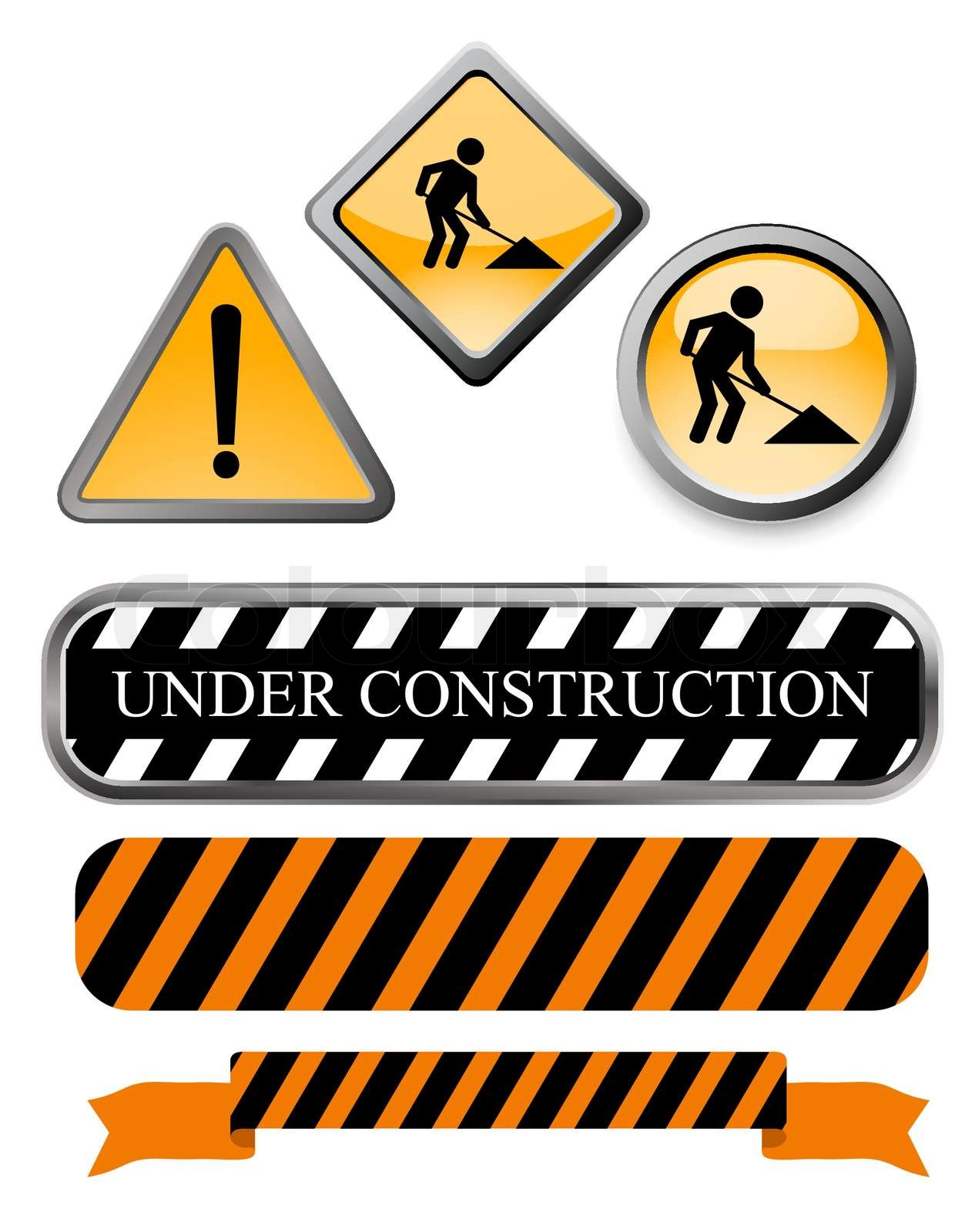 vector under construction signs and buttons | Stock vector | Colourbox