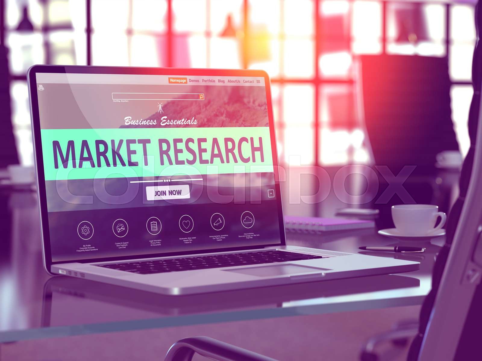 Laptop Screen with Market Research Concept. | Stock image | Colourbox