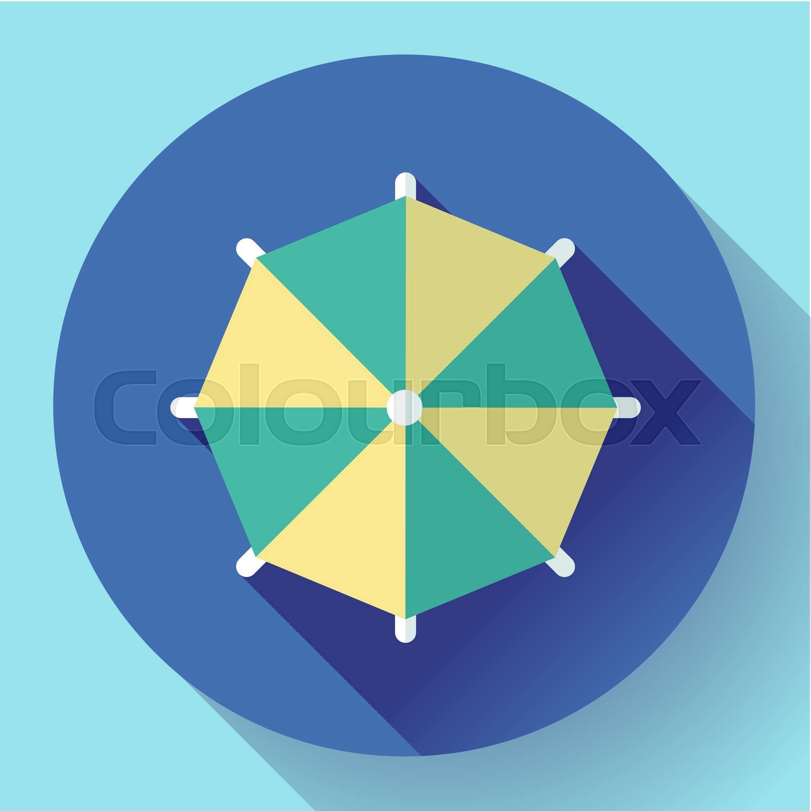 Beach umbrella, top view icon. Vector. Flat design style. | Stock ...