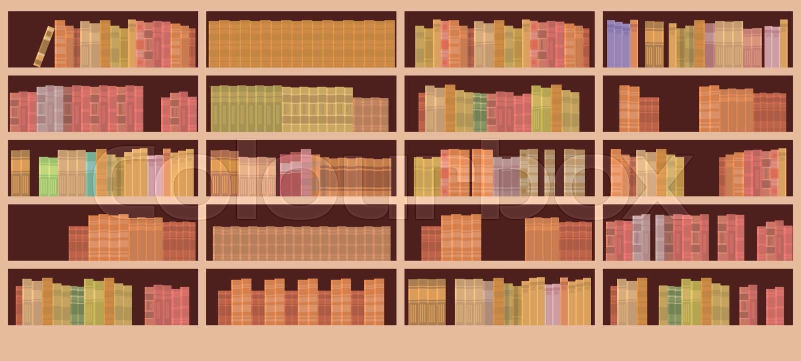 Book Shelves Library Interior | Stock vector | Colourbox