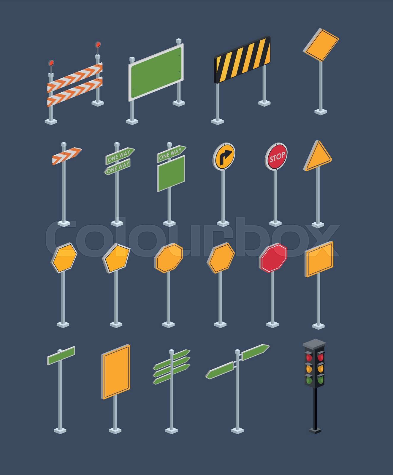 isometrics road sign design | Stock vector | Colourbox