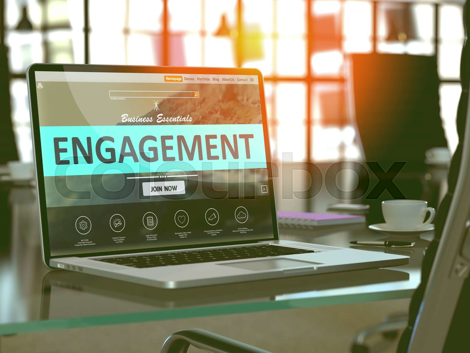 Engagement on Laptop in Modern Workplace Background. | Stock image ...