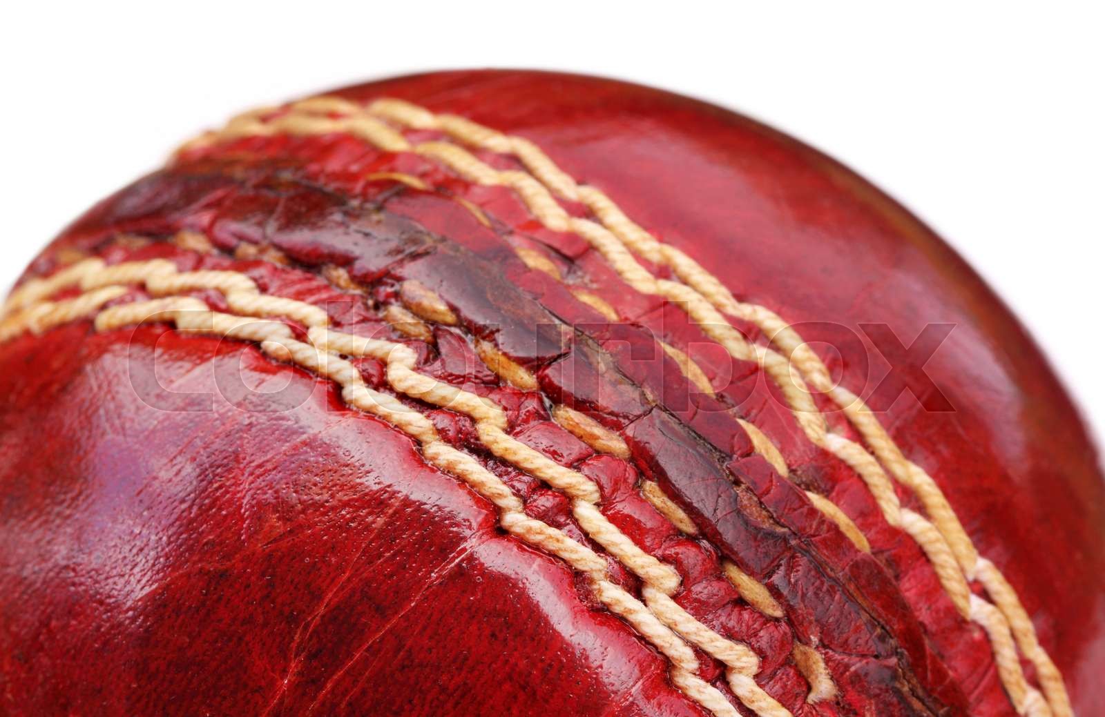 Macro of a cricket ball seam | Stock image | Colourbox
